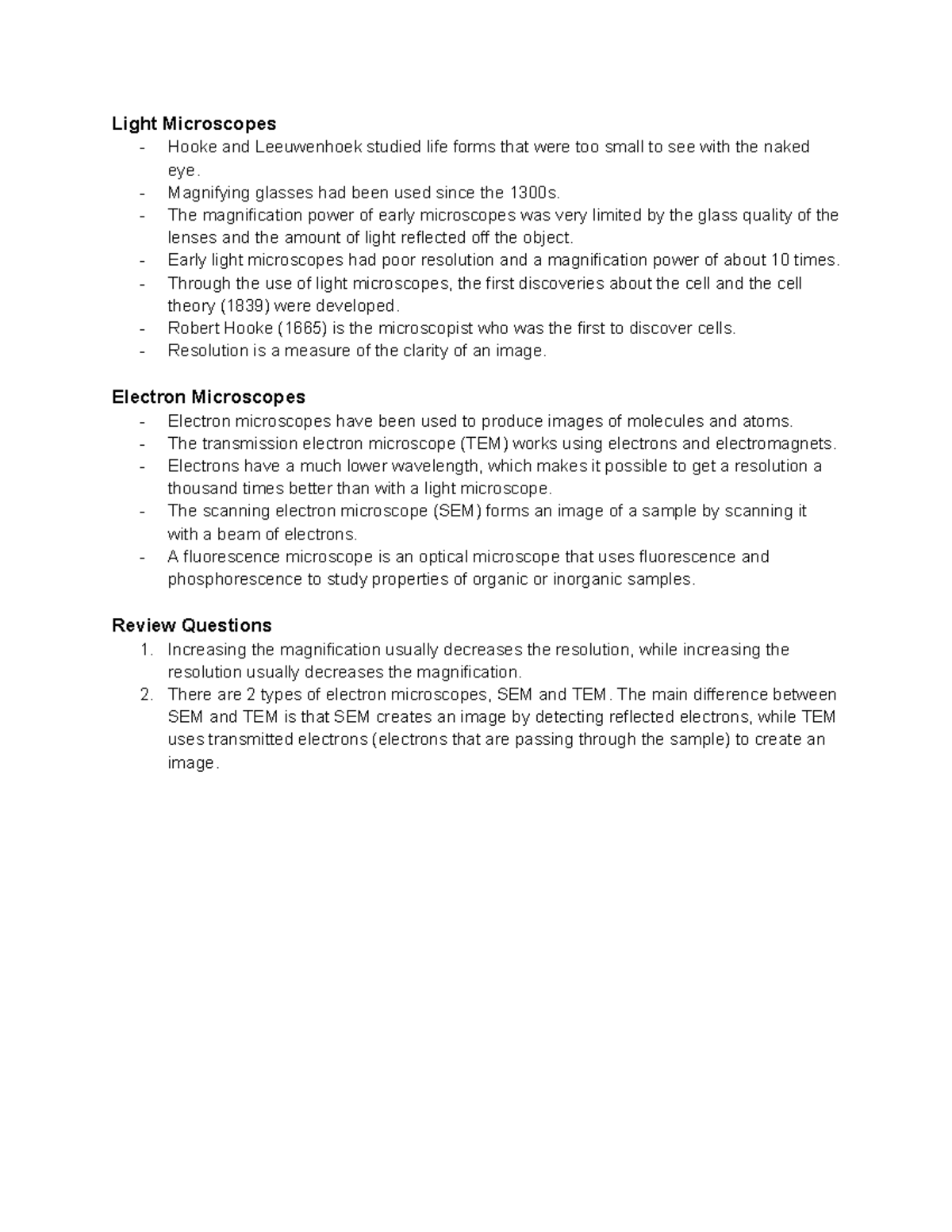 Biology Notes - nlknnl - Light Microscopes - Hooke and Leeuwenhoek ...