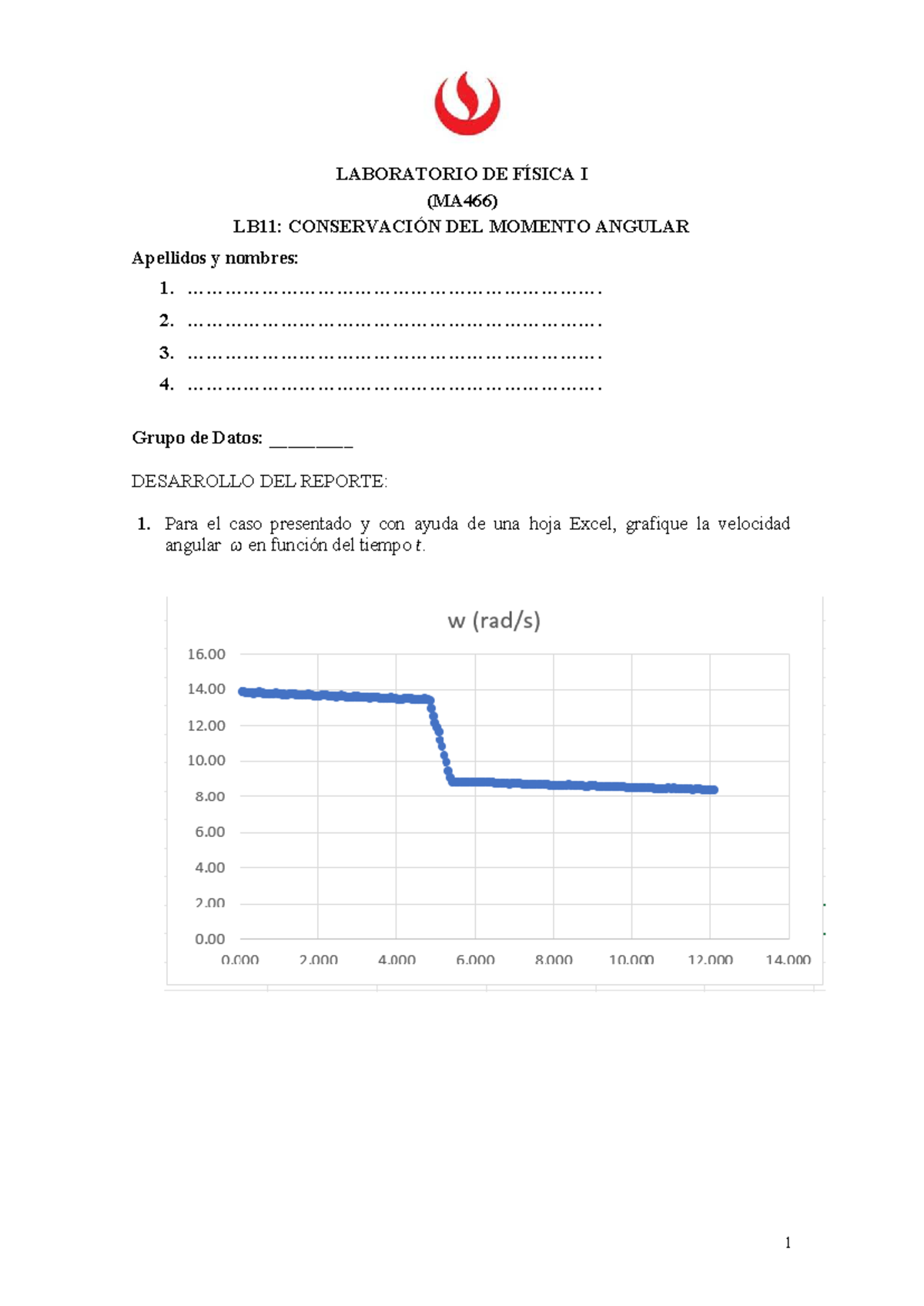 Reporte de Laboratorio N° 11 (MA466): Conservación del Momento Angular ...