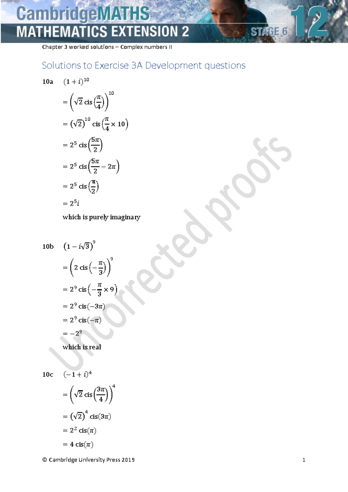 Chapter 3 Worked Solutions: Complex Numbers II Development Questions ...