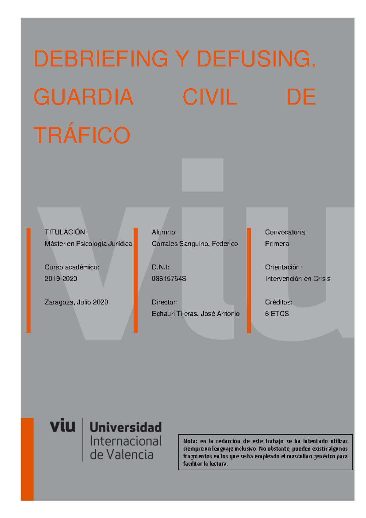 Técnicas de Defusing y Debriefing en la Guardia Civil de Tráfico - Studocu
