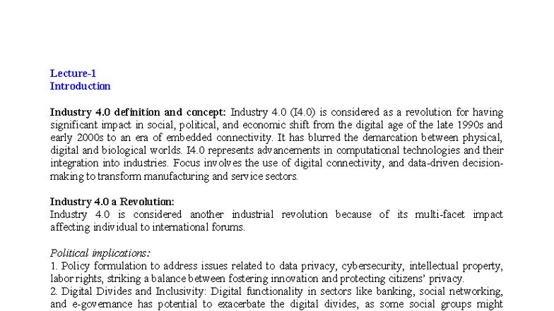 Lecture 2: Evolution of Industrial Revolutions and Industry 4.0 ...