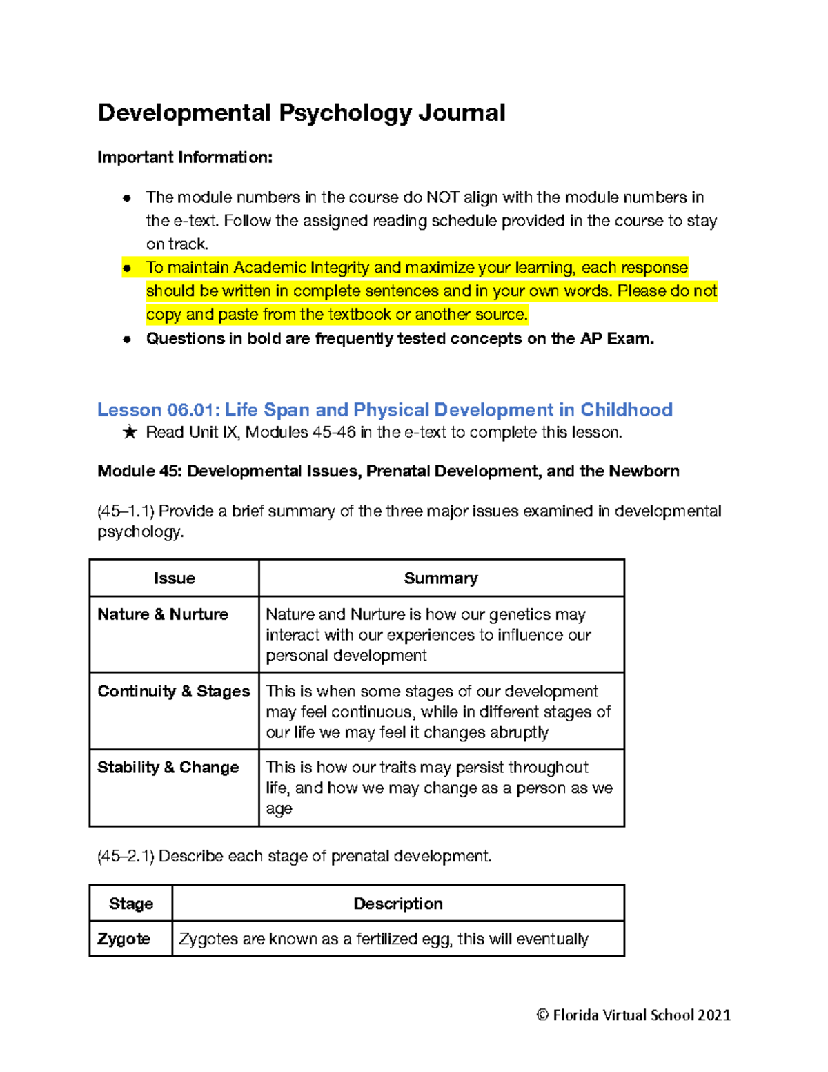 Module 6 AP Psych: Developmental Psychology Insights and Key Concepts ...