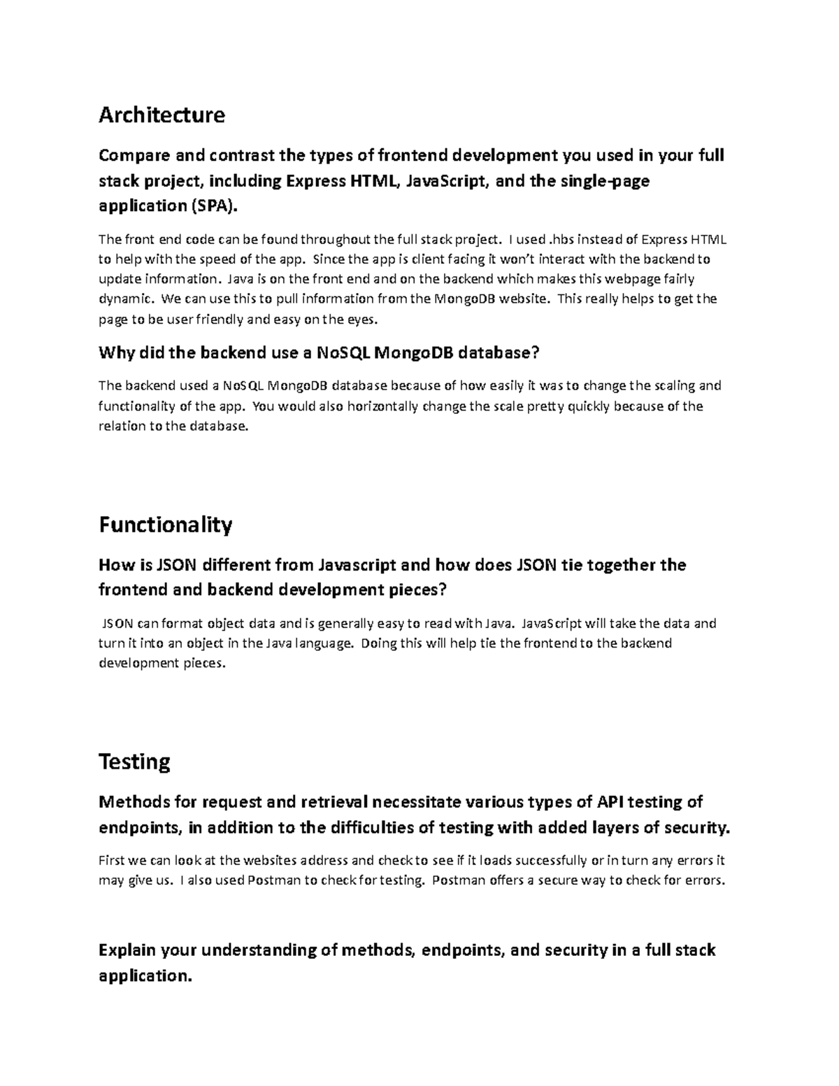 CS 465 Module 8 Journal: Frontend & Backend Development Insights - Studocu