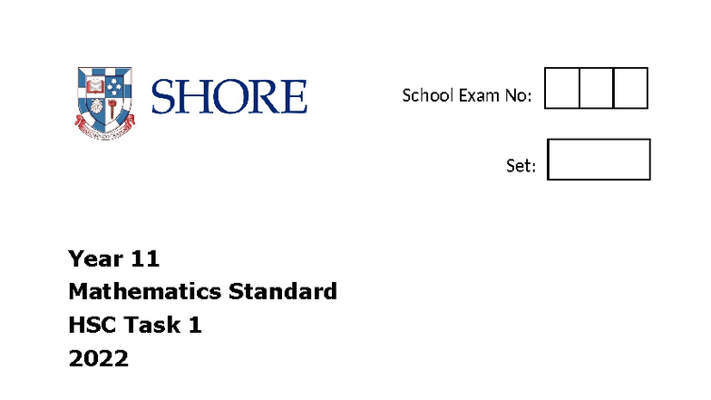 Y11 Mathematics Standard HSC Task 1 Exam 2022 - Studocu