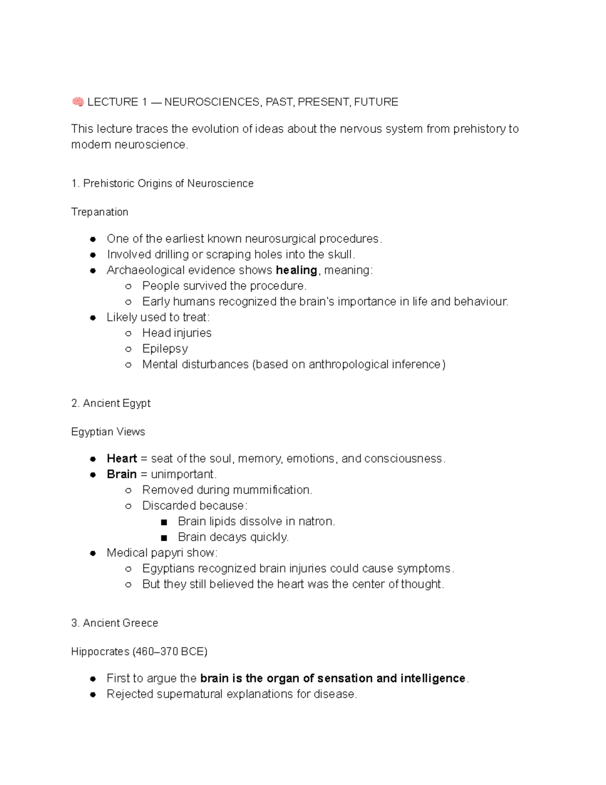 BIO 3350 Midterm 1 Study Guide: Neuroscience Evolution and Neuron ...