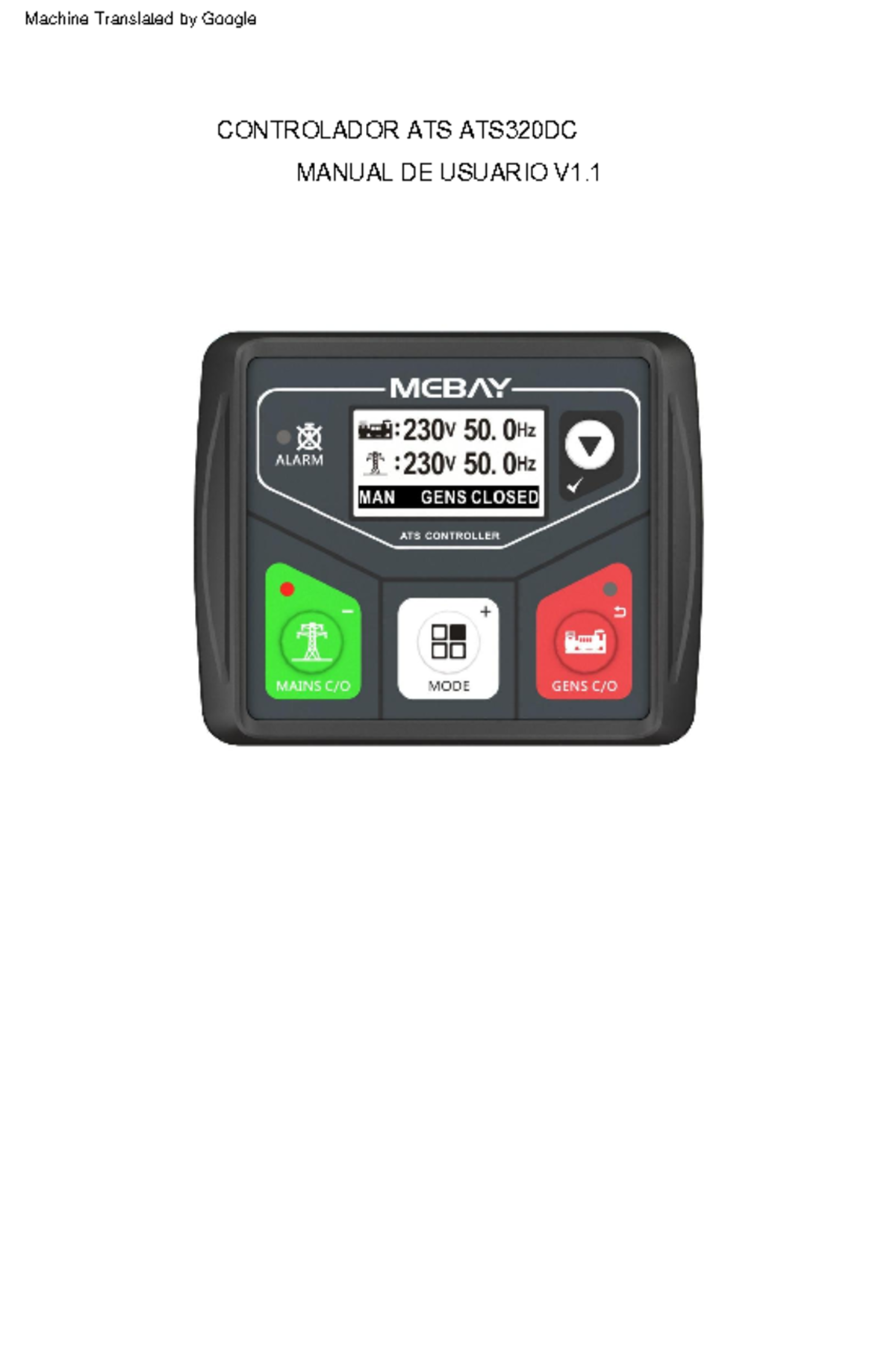 Manual de Usuario ATS320DC V1.1 - Controlador ATS Español - Studocu