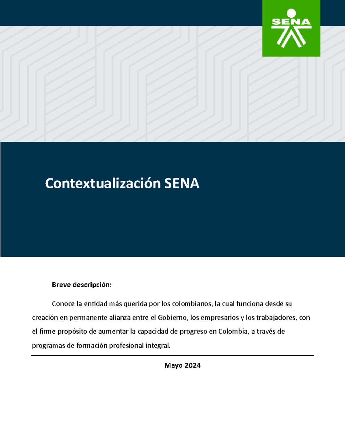 Guía de Contextualización del SENA: Misión, Visión y Símbolos - Studocu