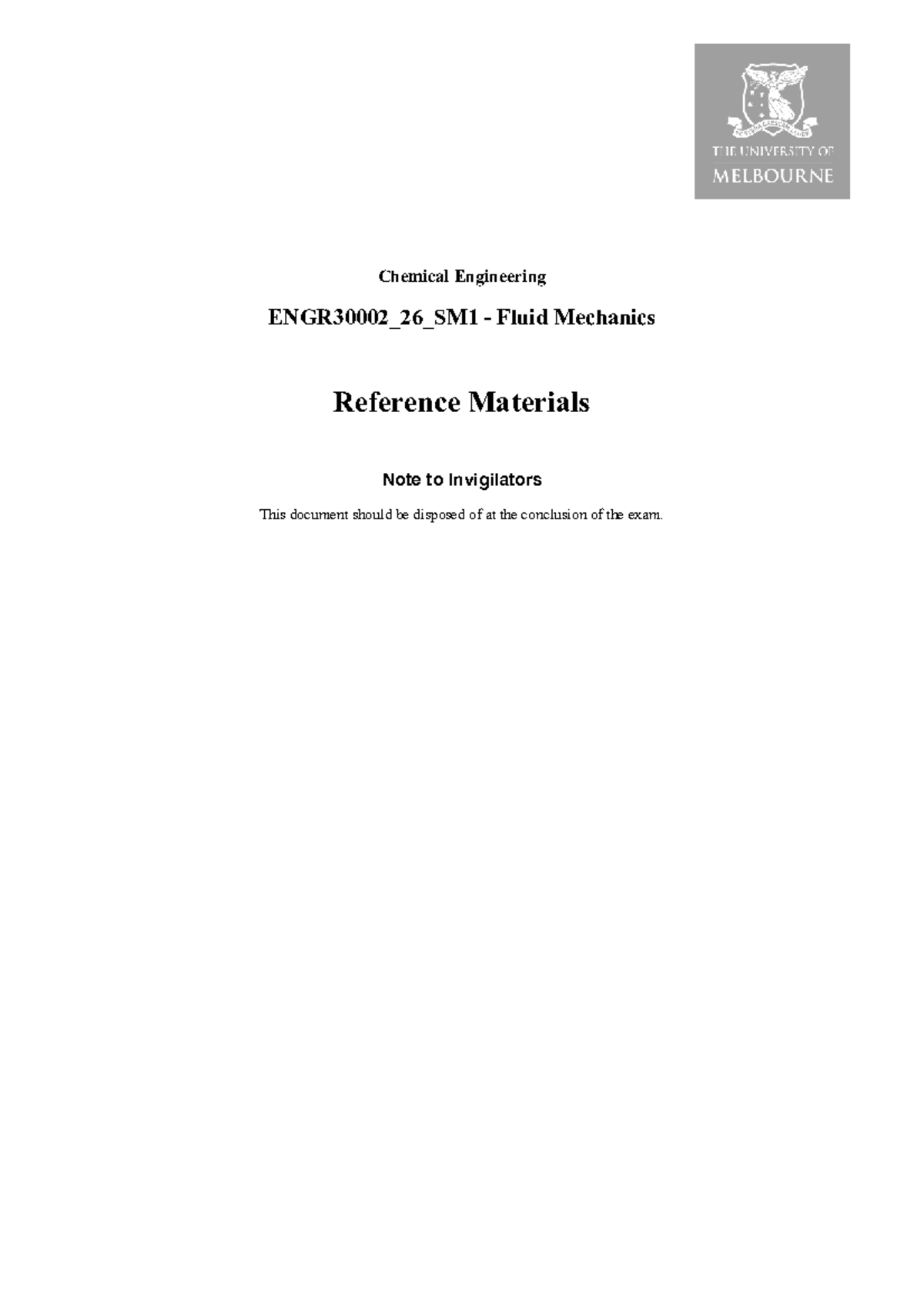 ENGR30002 Fluid Mechanics Reference Notes for Exam - Studocu