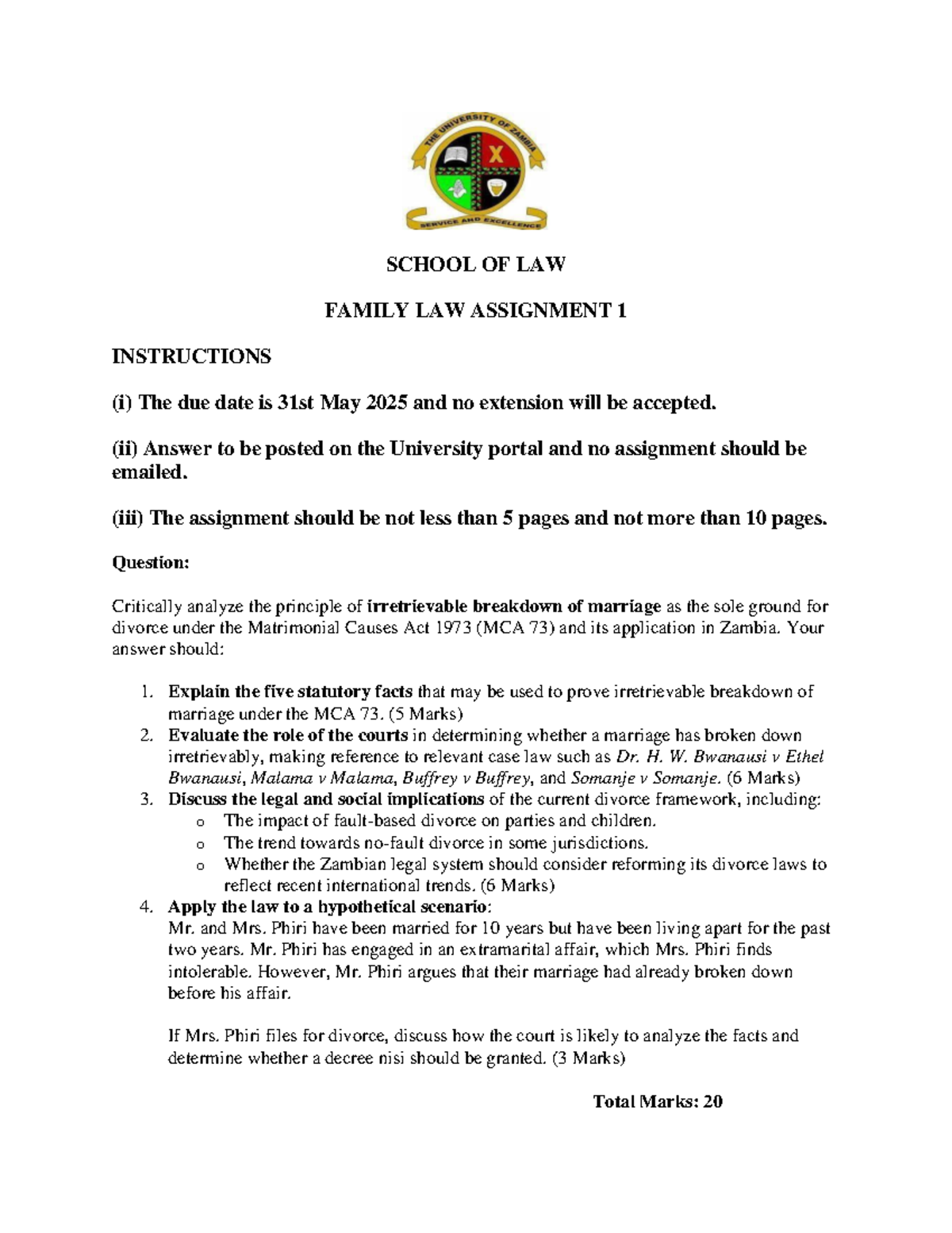 Family Law Assignment 1: Analyzing Irretrievable Breakdown in Divorce ...