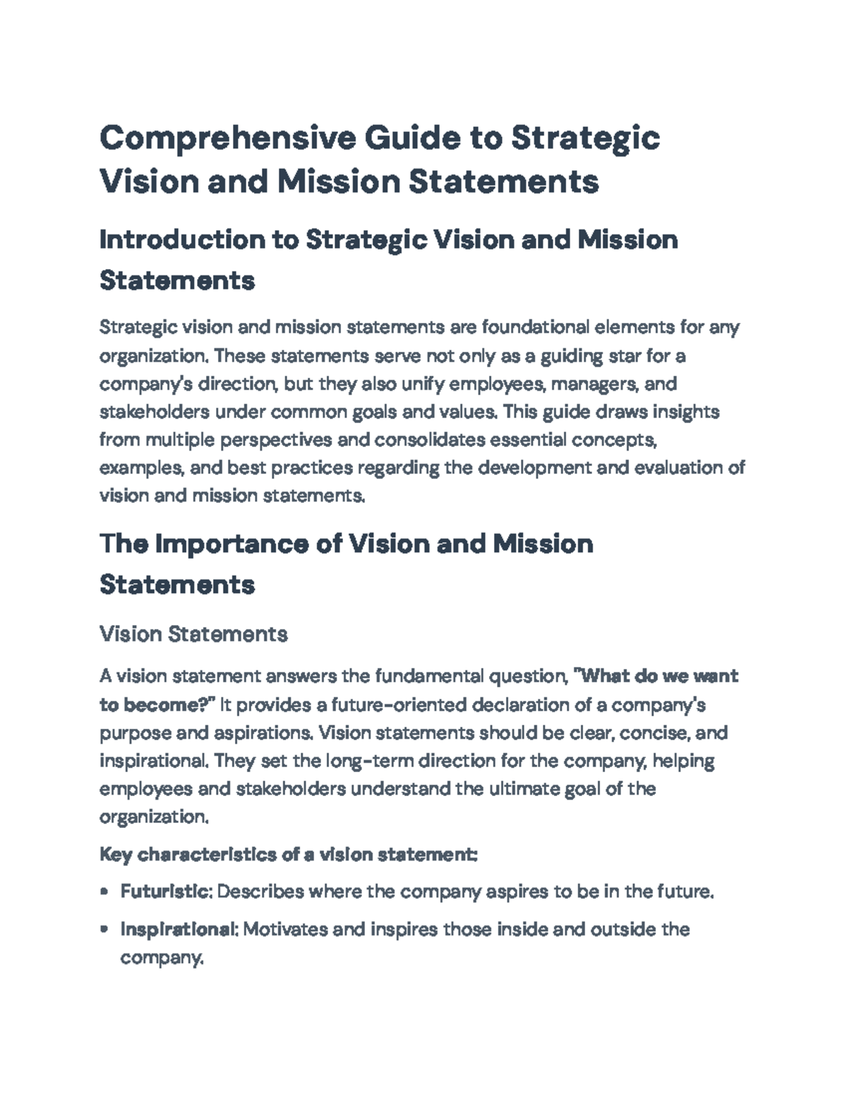 Strategic Vision and Mission Statements: A Comprehensive Guide ...