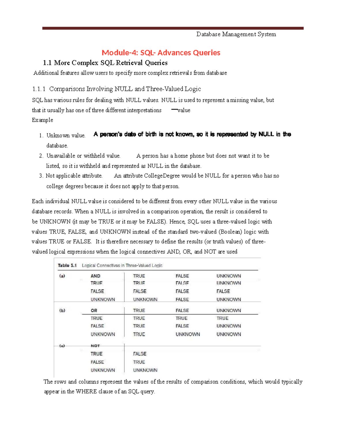 Database Management System Advances: Complex SQL Queries and Logic ...