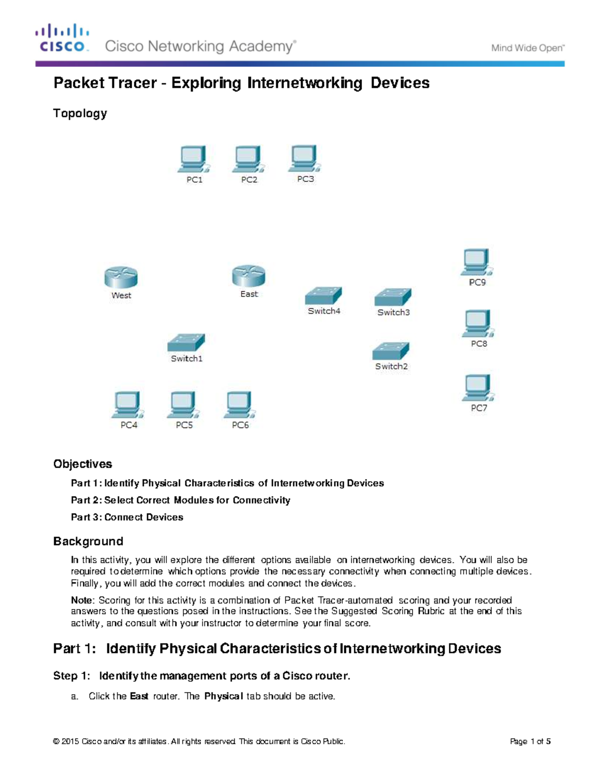 6.3.1.8 Packet Tracer - Exploring Internetworking Devices Connectivity - Studocu
