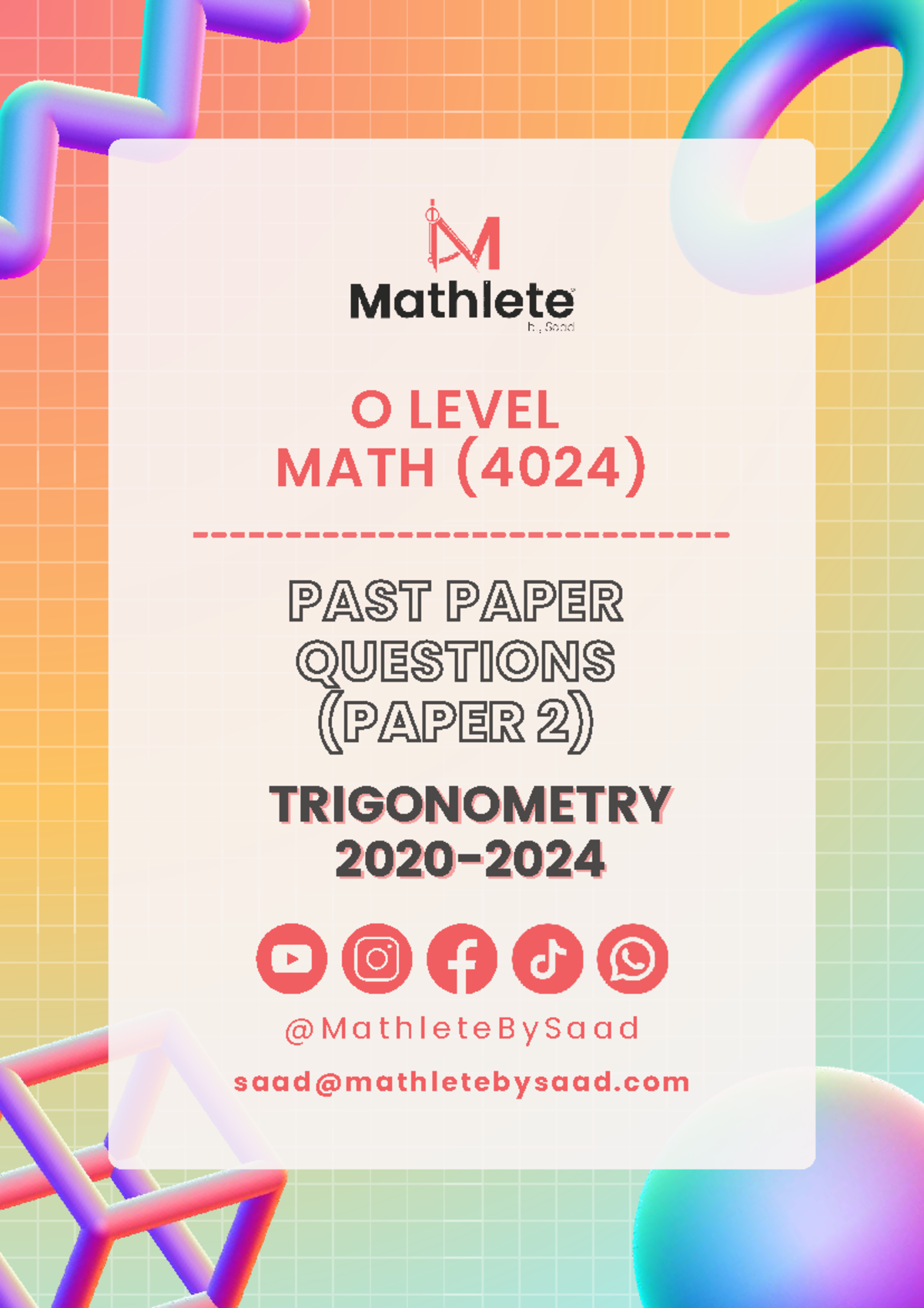 O LEVEL MATH (4024) PAST PAPER 2 TRIGONOMETRY QUESTIONS - Studocu