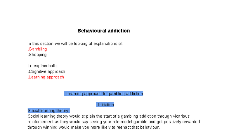 Behavioural Addiction: Learning Approaches to Gambling and Shopping ...