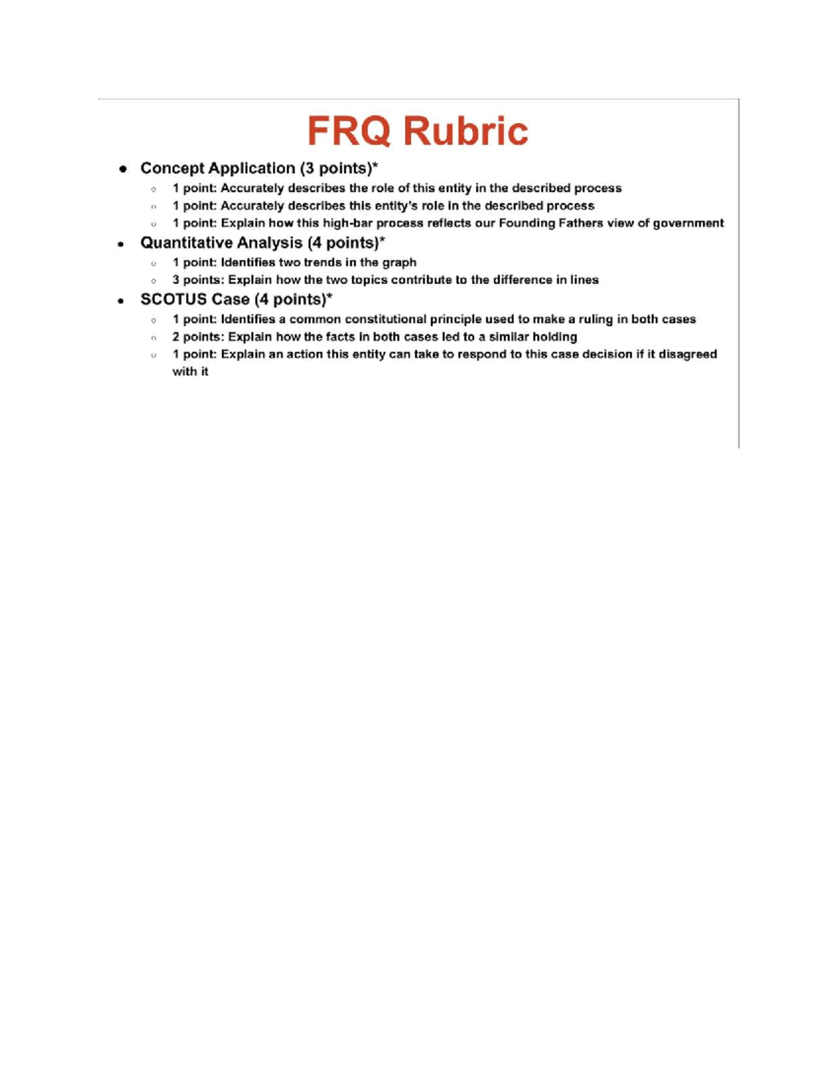 FRQ Rubric Study Guide for Quantitative Analysis & SCOTUS Cases - Studocu