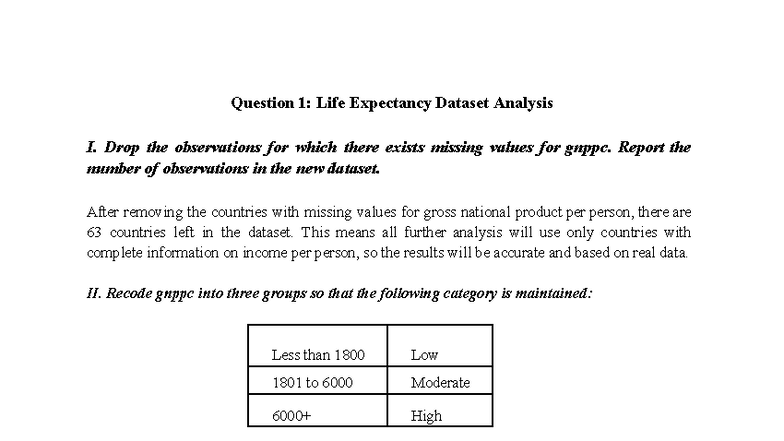 Life Expectancy Analysis: GNP Impact on Health Outcomes - Studocu