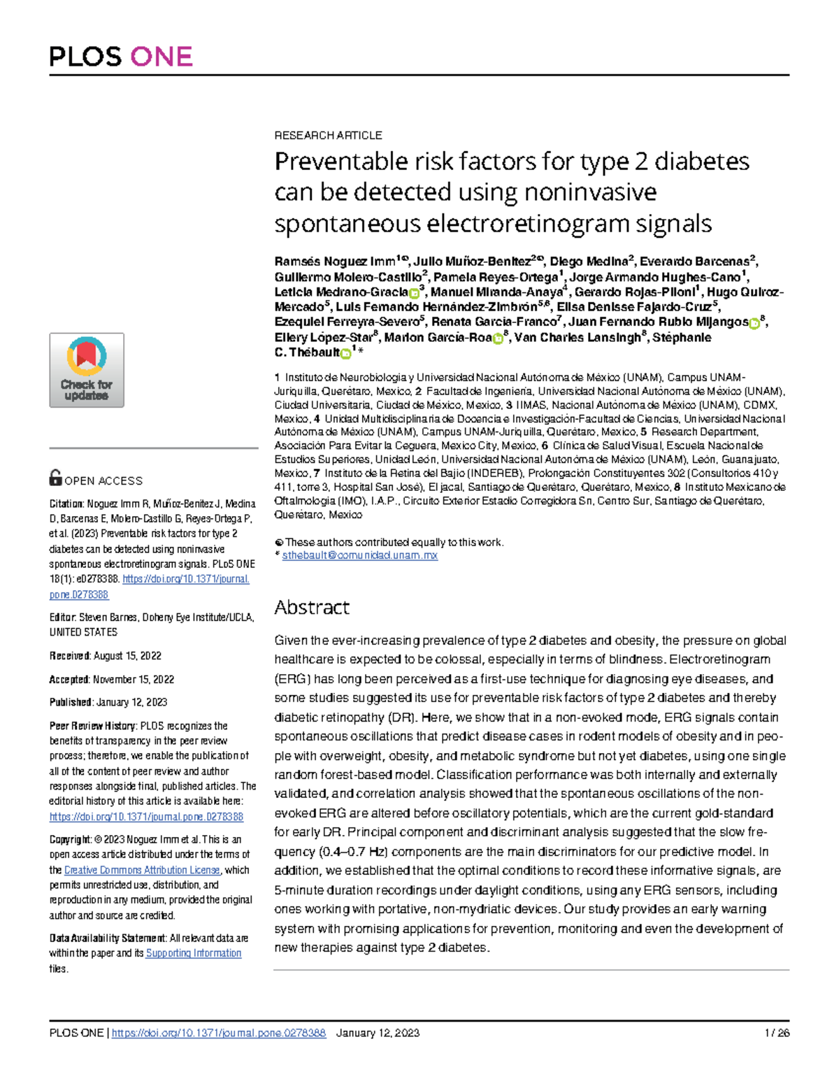 PLOS ONE Research: Noninvasive ERG Signals for Type 2 Diabetes Risk ...