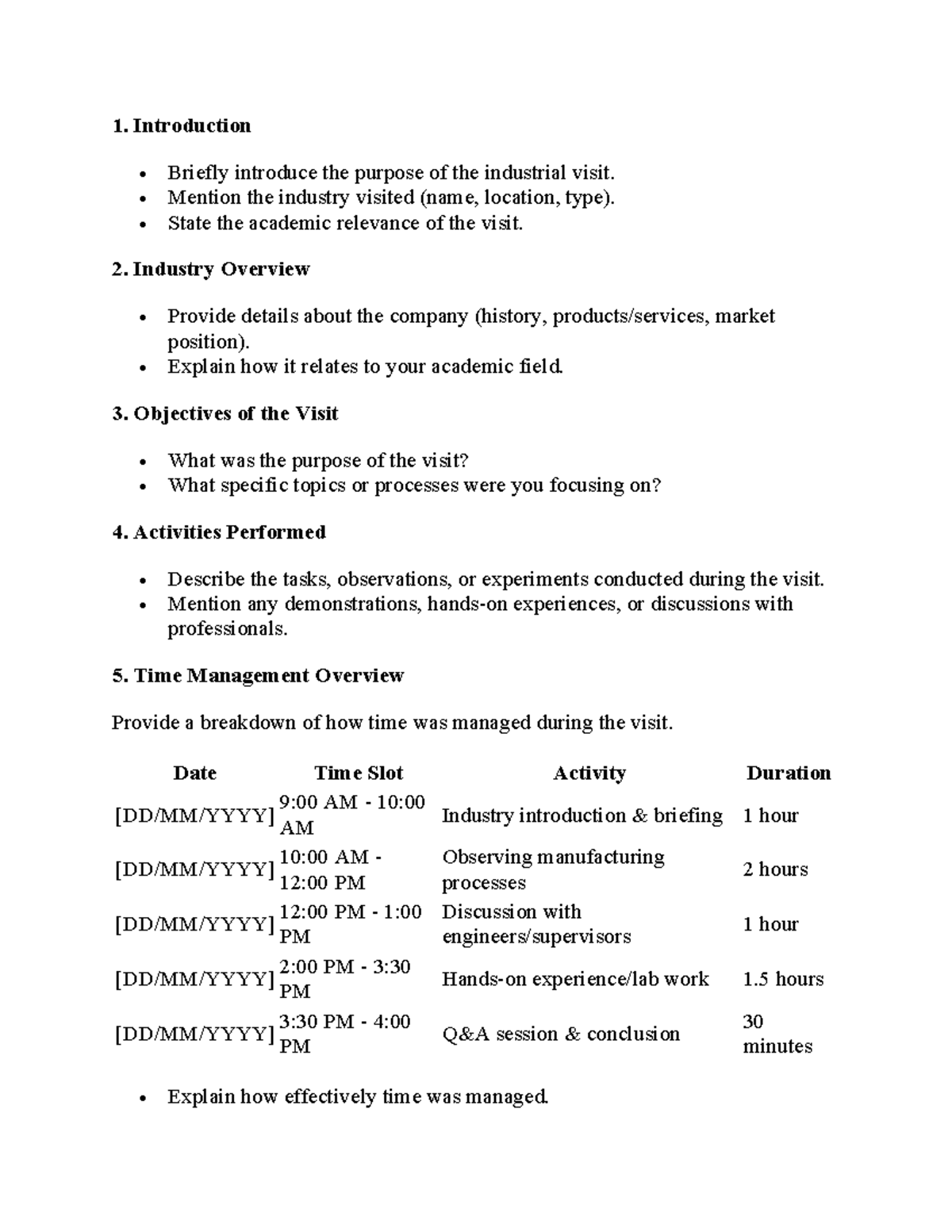 Industrial Visit Report - Diu Practical Presentation & Notes - Studocu