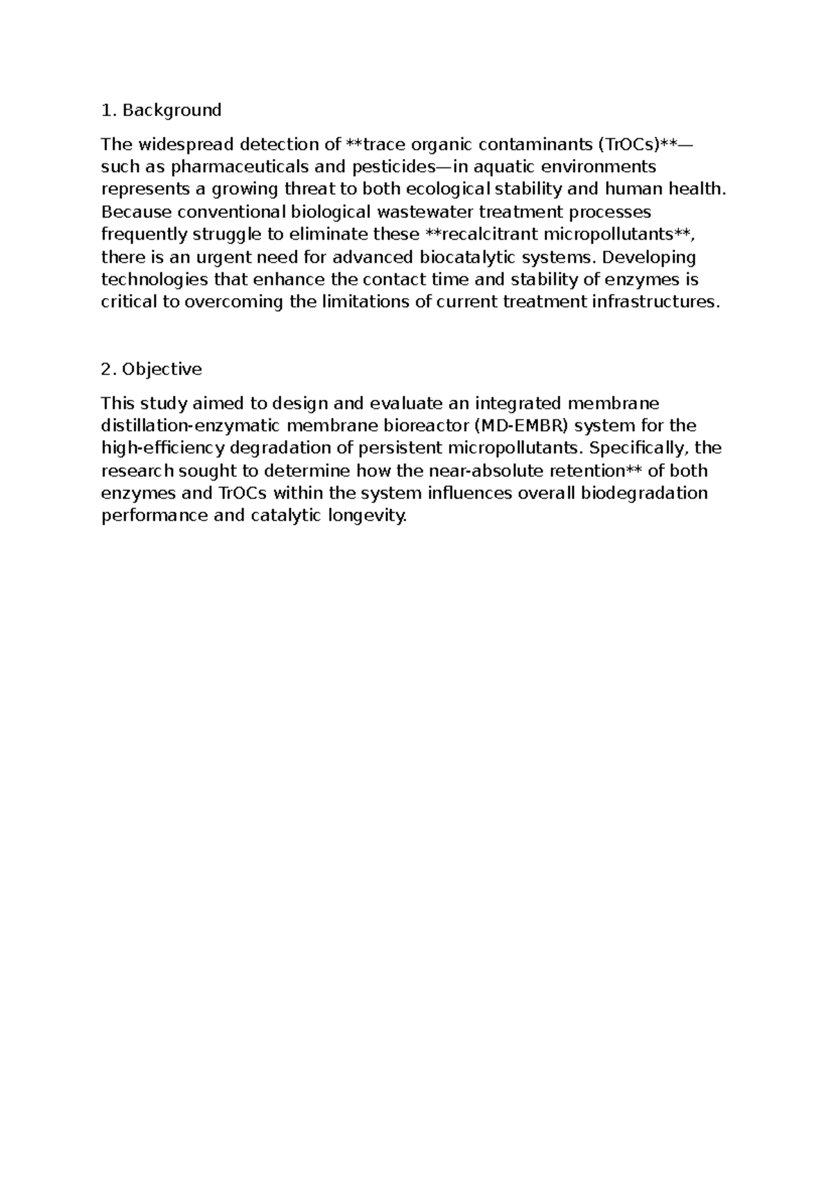Integrated Membrane Bioreactor System for Micropollutant Degradation ...