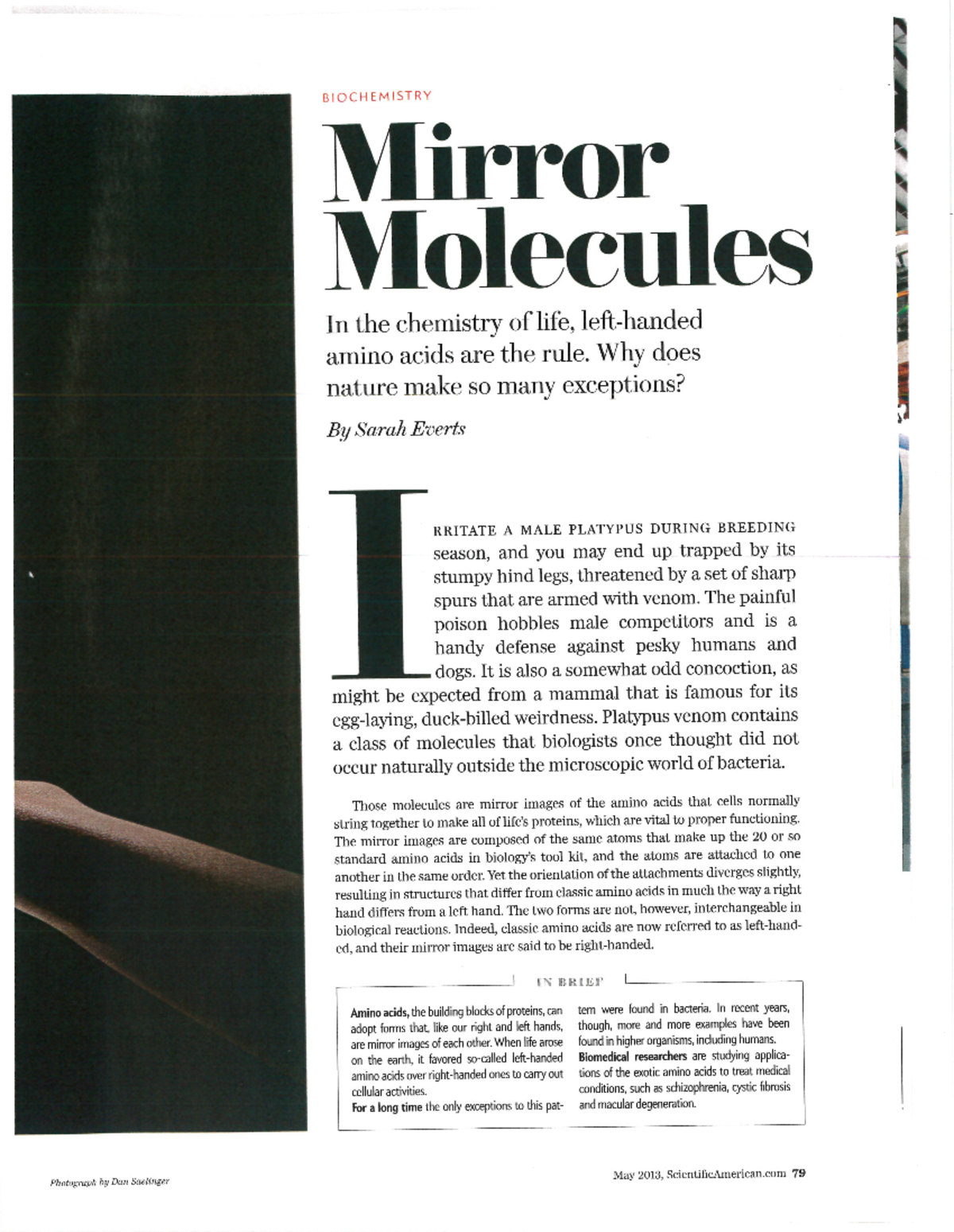 HW #1: Understanding the Biochemistry of Mirror Molecules - Studocu