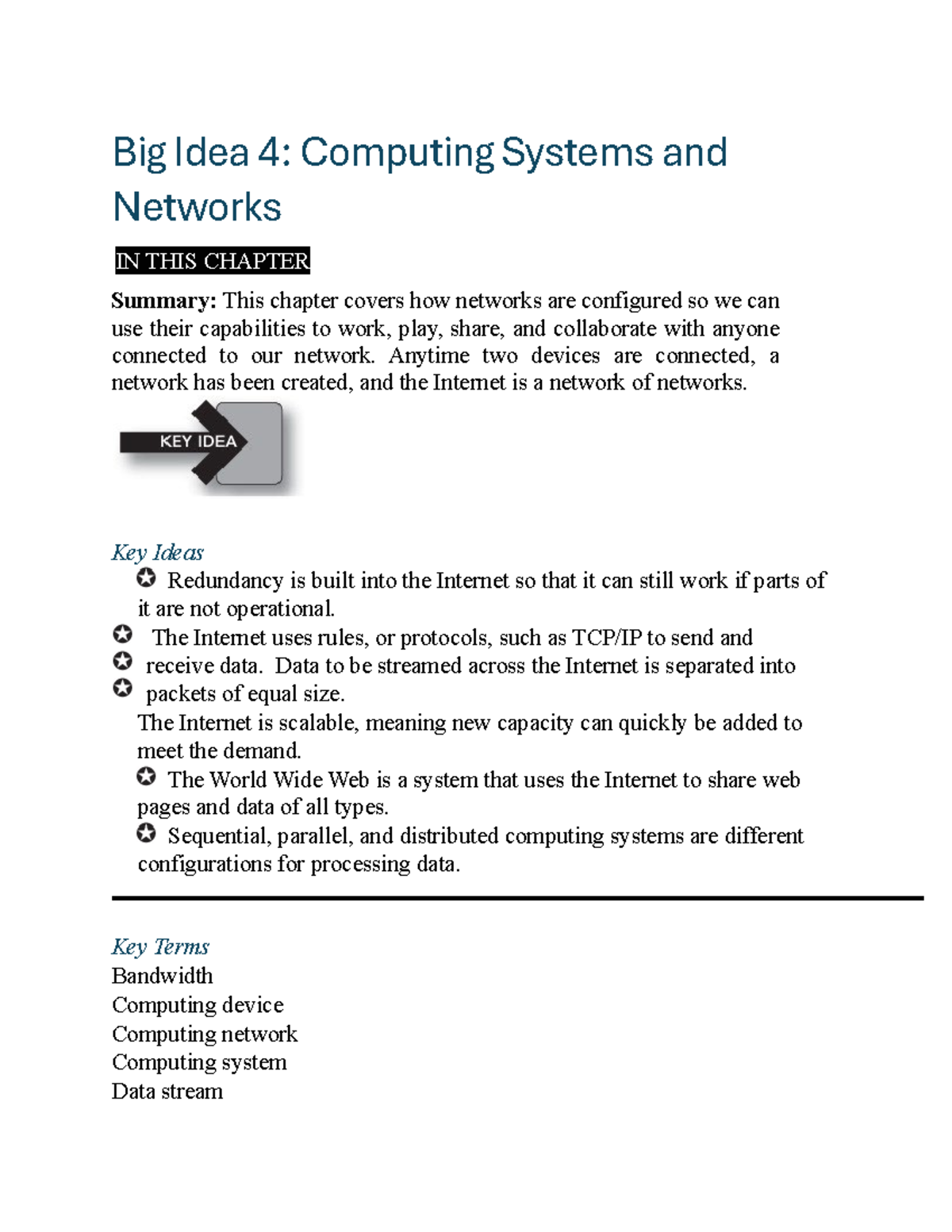 5 Steps to a 5: Summary of Big Idea 4 - Computing Systems & Networks ...