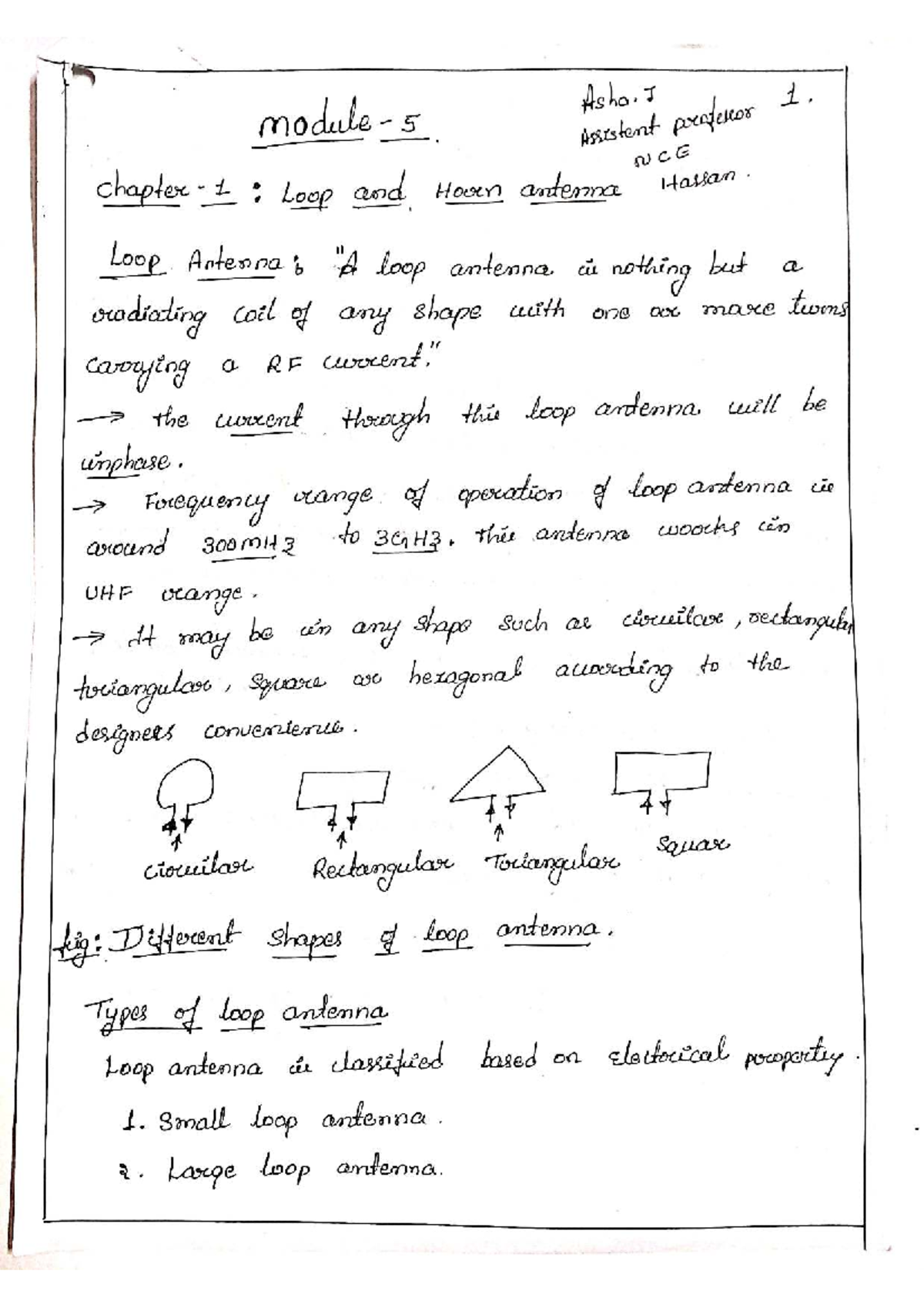 Module 5: Loop and Horn Antenna Concepts - NCE, Asha J. - Studocu