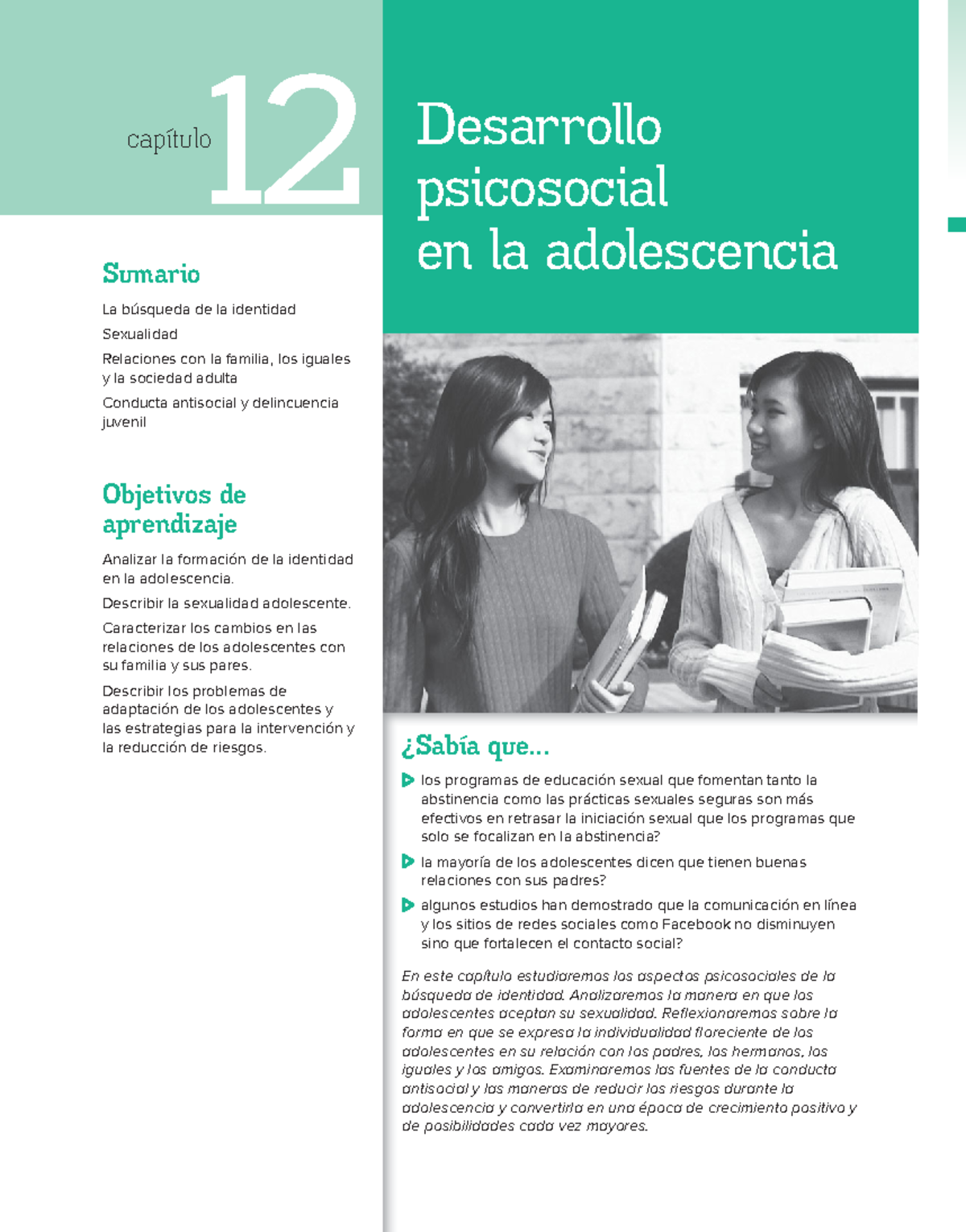 Desarrollo Psicosocial en la Adolescencia - Capítulo 12 (D. E. Papalia ...