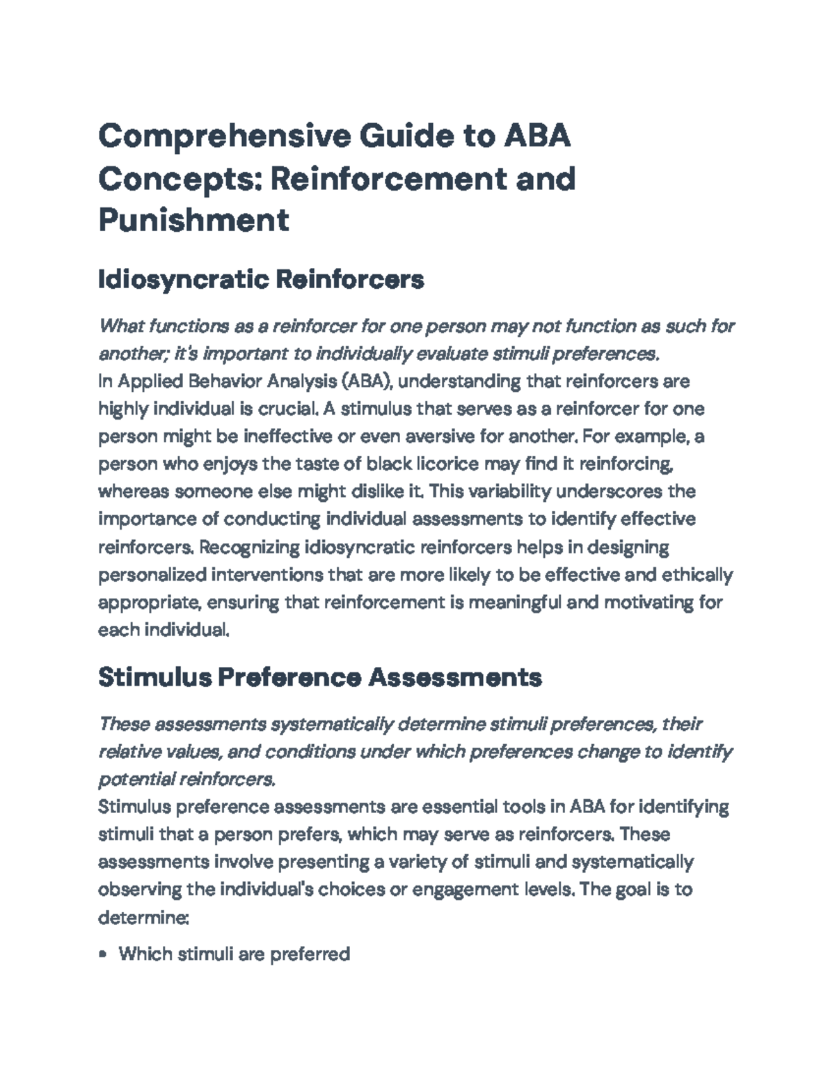 Comprehensive Guide to ABA Concepts: Reinforcement & Punishment ...