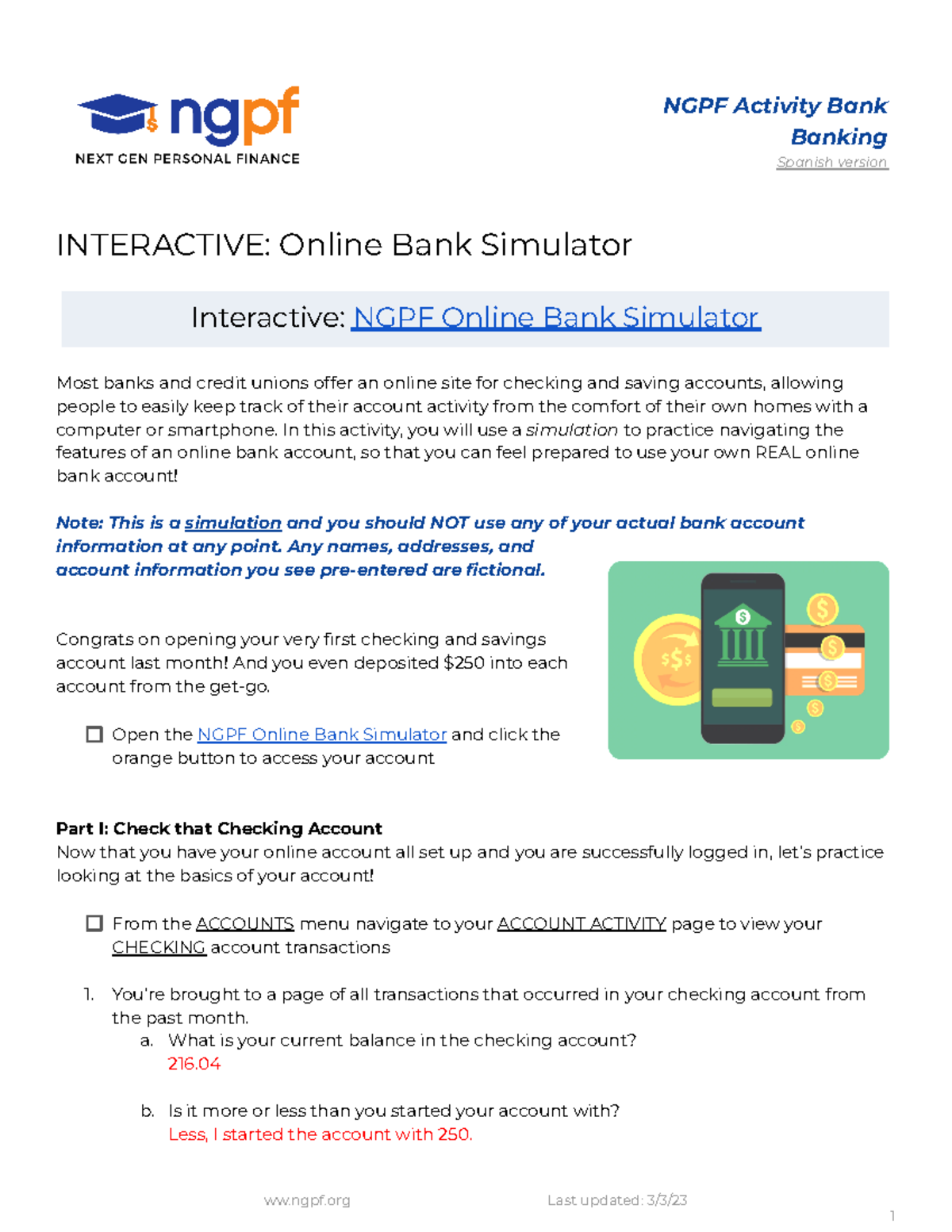 NGPF Lesson: Interactive Online Bank Simulator Experience - Studocu