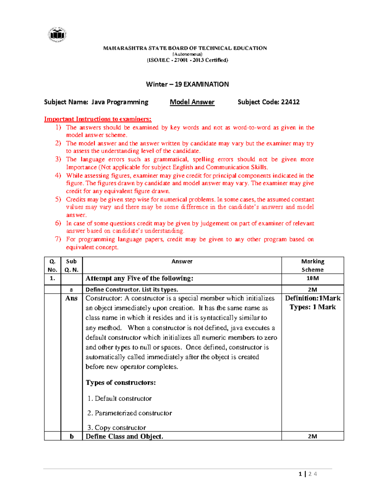 Java programming 22412-2019-Winter-model-answer-paper[Msbte study ...