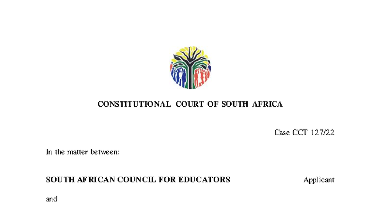 Case CCT: South African Council for Educators v Deon Scheepers Judgment ...