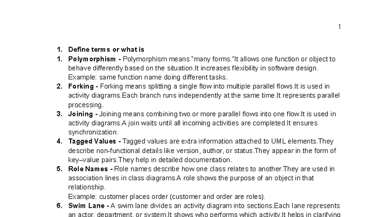 OOSE - Polymorphism, UML Concepts, and System Design Overview - Studocu