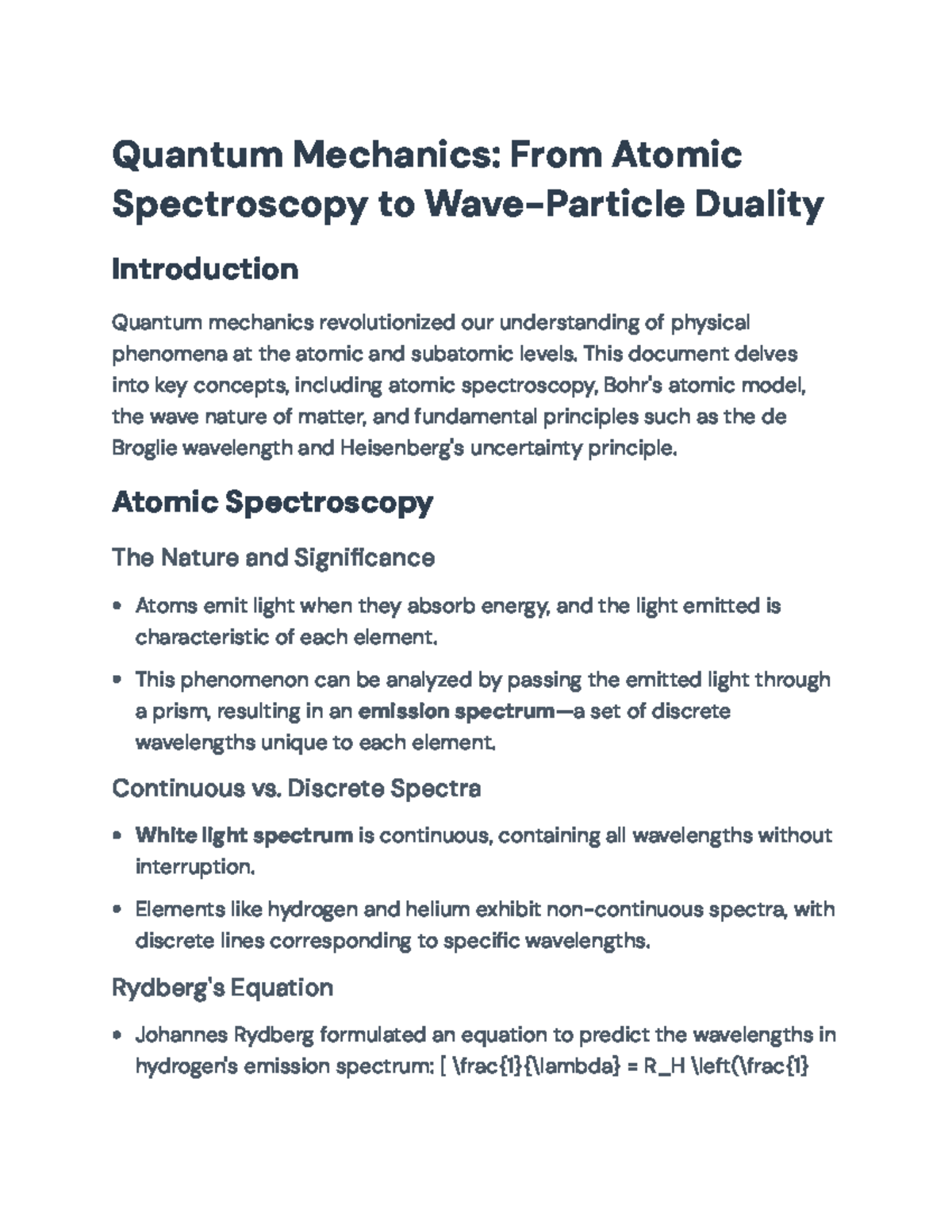 Quantum Mechanics Overview: Atomic Spectroscopy & Wave-Particle Duality ...