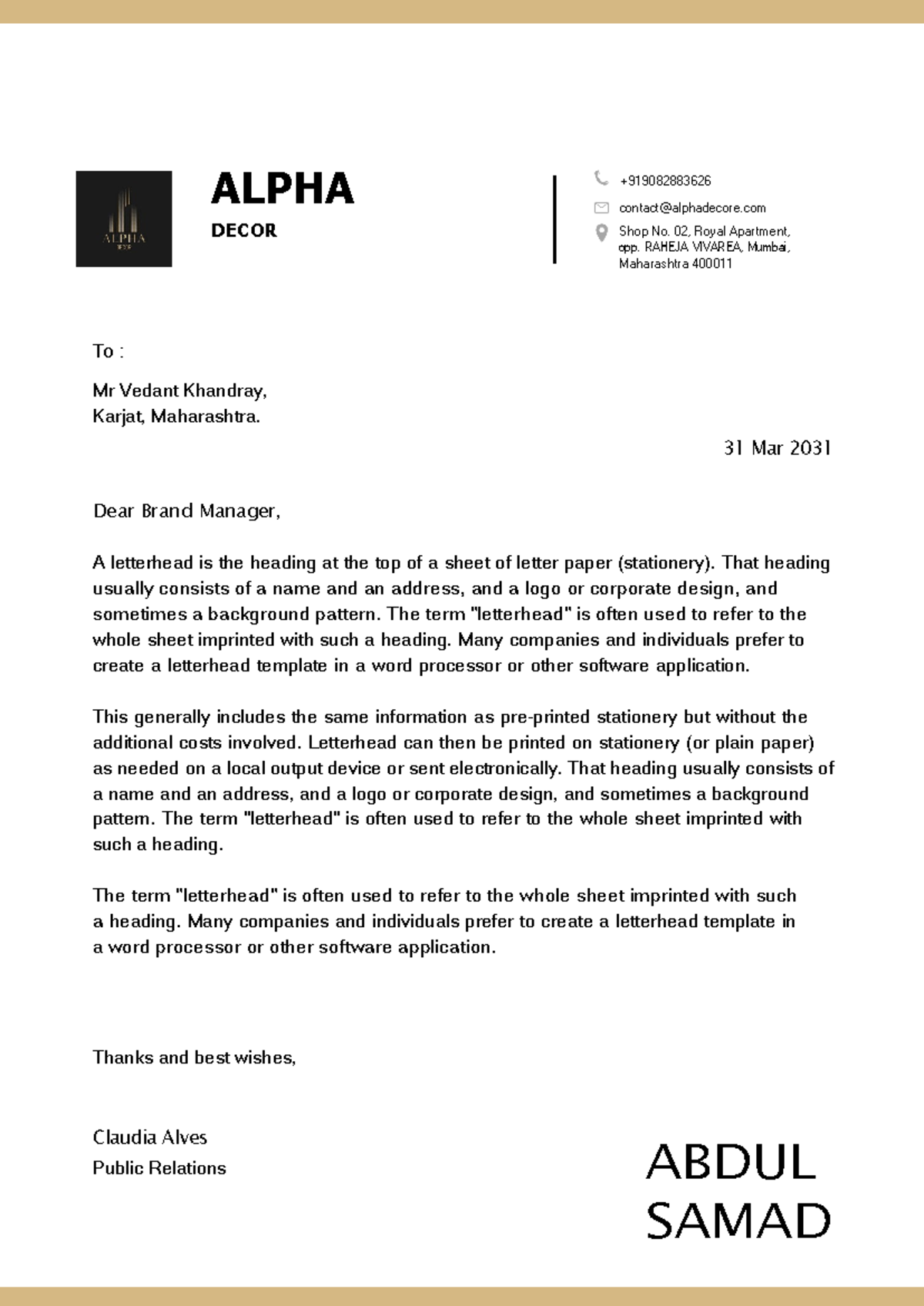 726625901 Minimalist Business Letterhead Design Guide - Studocu