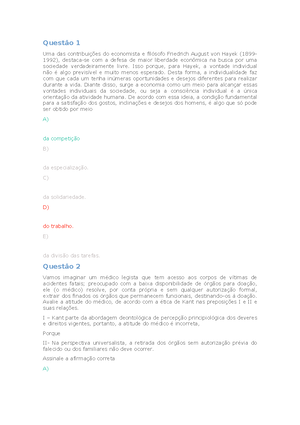 Prova Presencial - 1º Chamada - Sociedade Brasileira E Cidadania - SOCIEDADE BRASILEIRA E ...