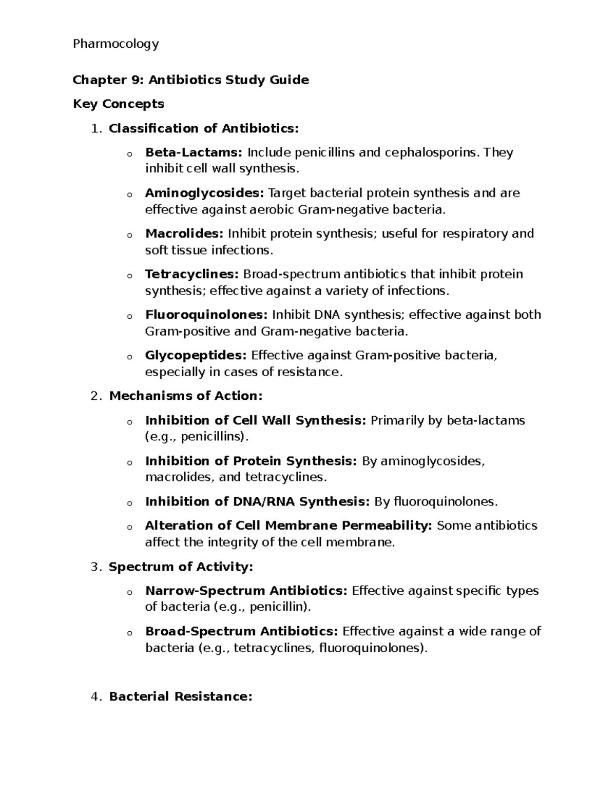 Chapter 9 Antibiotics Study Guide (Pharm 101) - Studocu