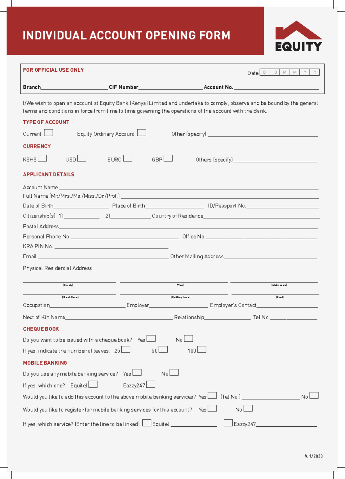Individual account opening form - INDIVIDUAL ACCOUNT OPENING FORM FOR ...