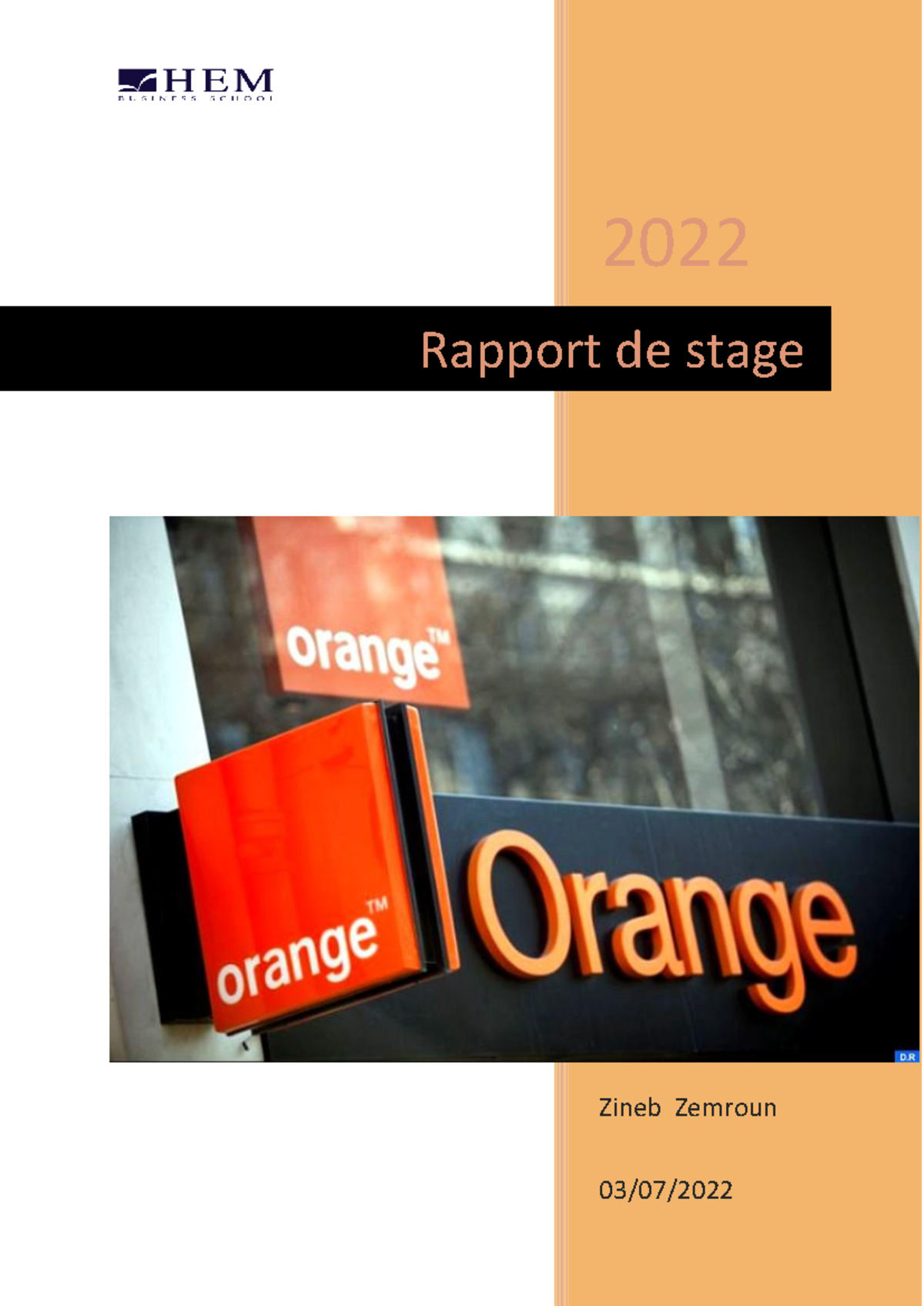Rapport de Stage 2022 à Orange: Analyse et Activités de l'Entreprise - Studocu