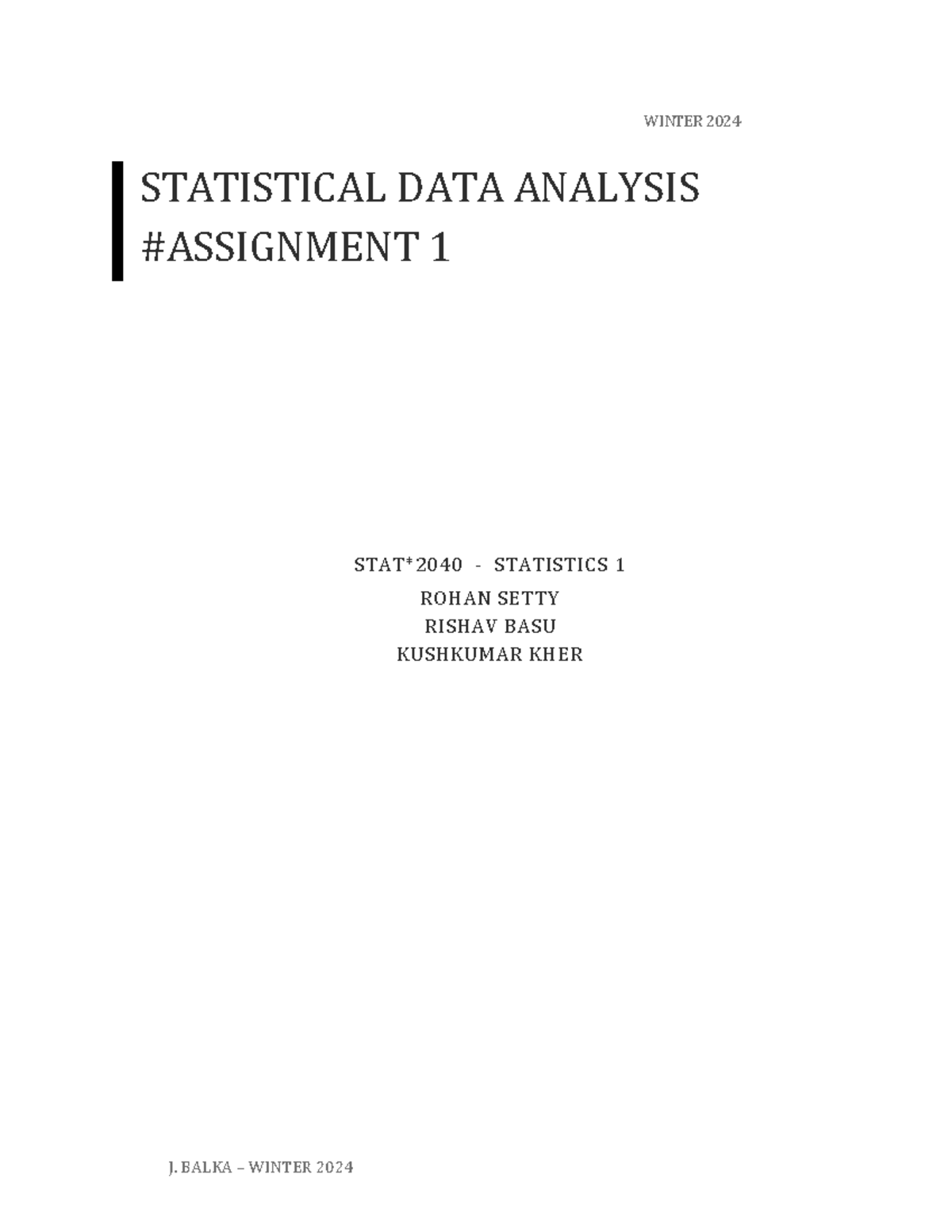 STAT 101 Winter 2024: Statistical Data Analysis & Observational Study Insights - Studocu