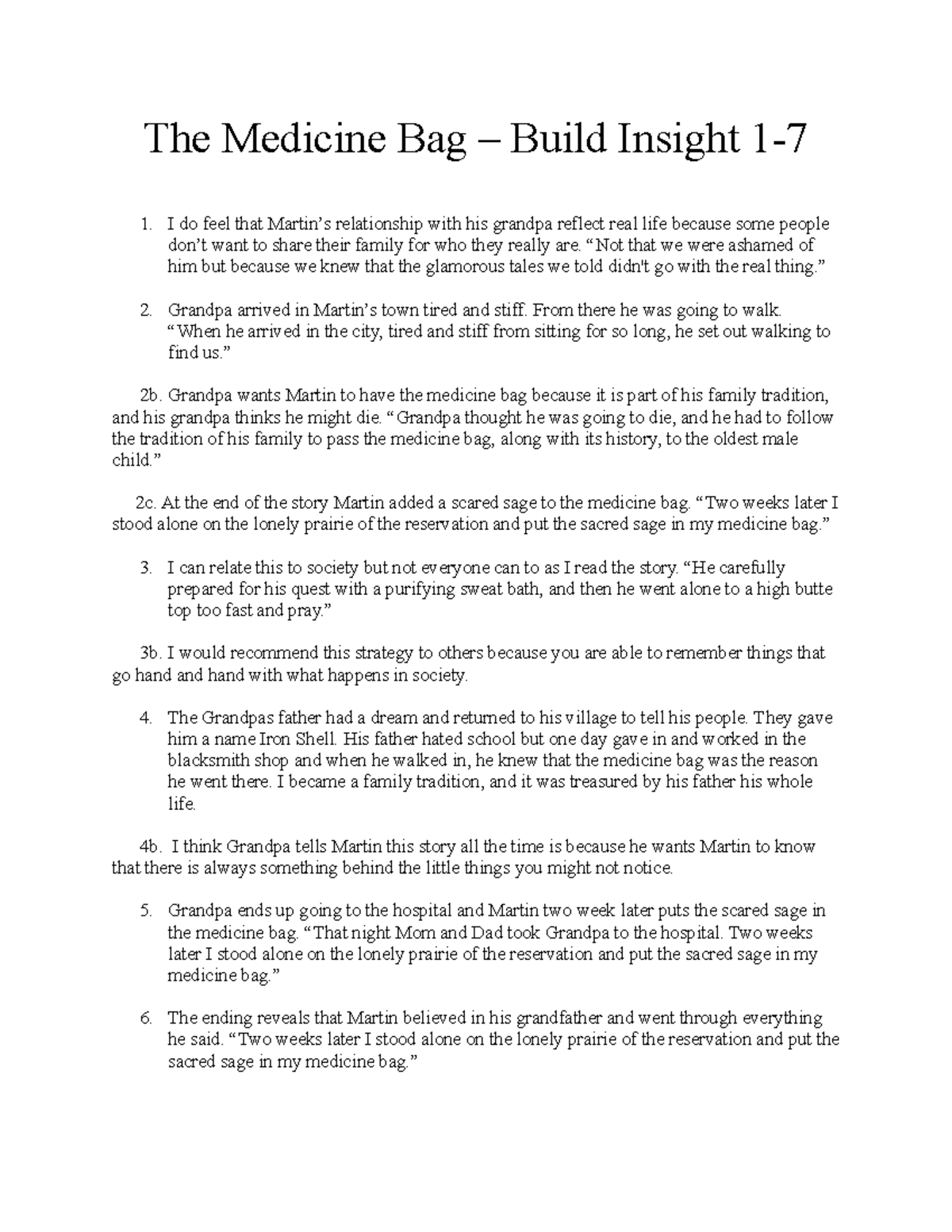 The Medicine Bag: Insights and Themes - Saavas Reader Analysis - Studocu