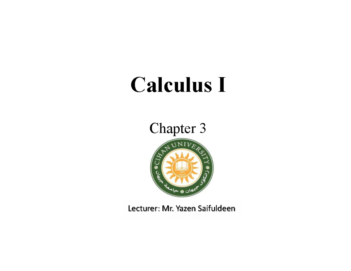 Calculus I Chapter 3: Limits of Functions and Limit Laws - Studocu