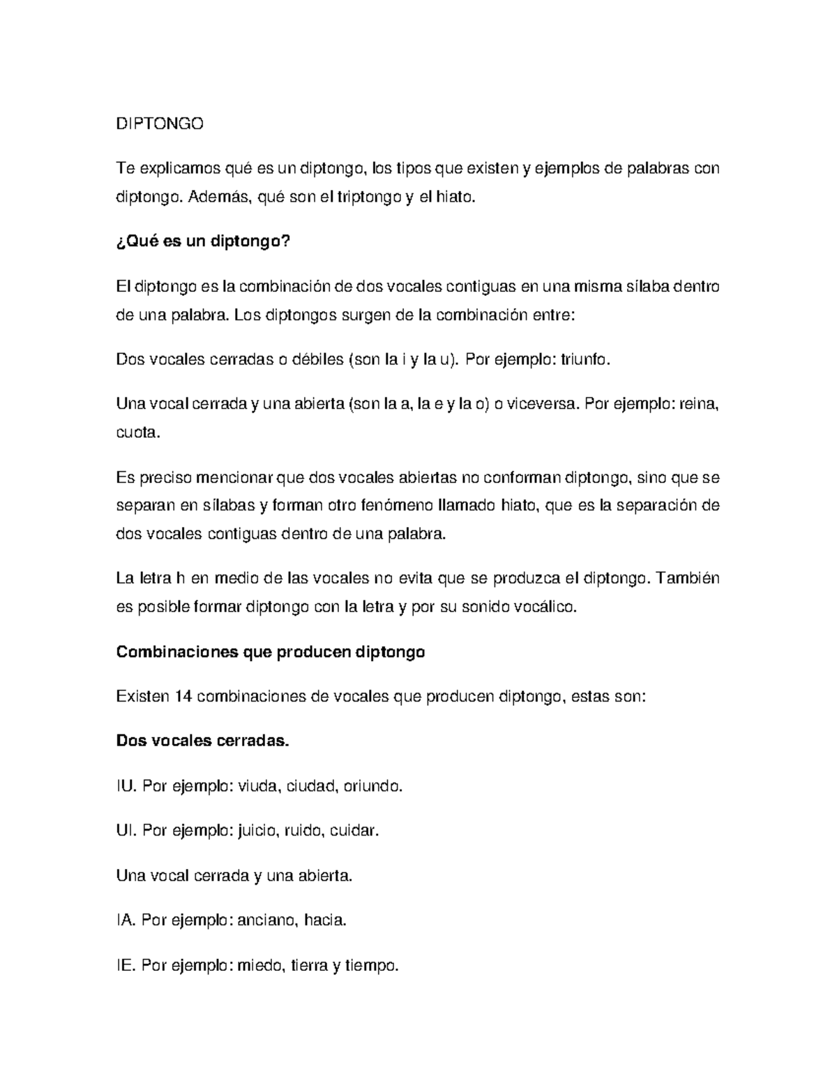 Diptongo - DIPTONGO Te explicamos qué es un diptongo, los tipos que ...