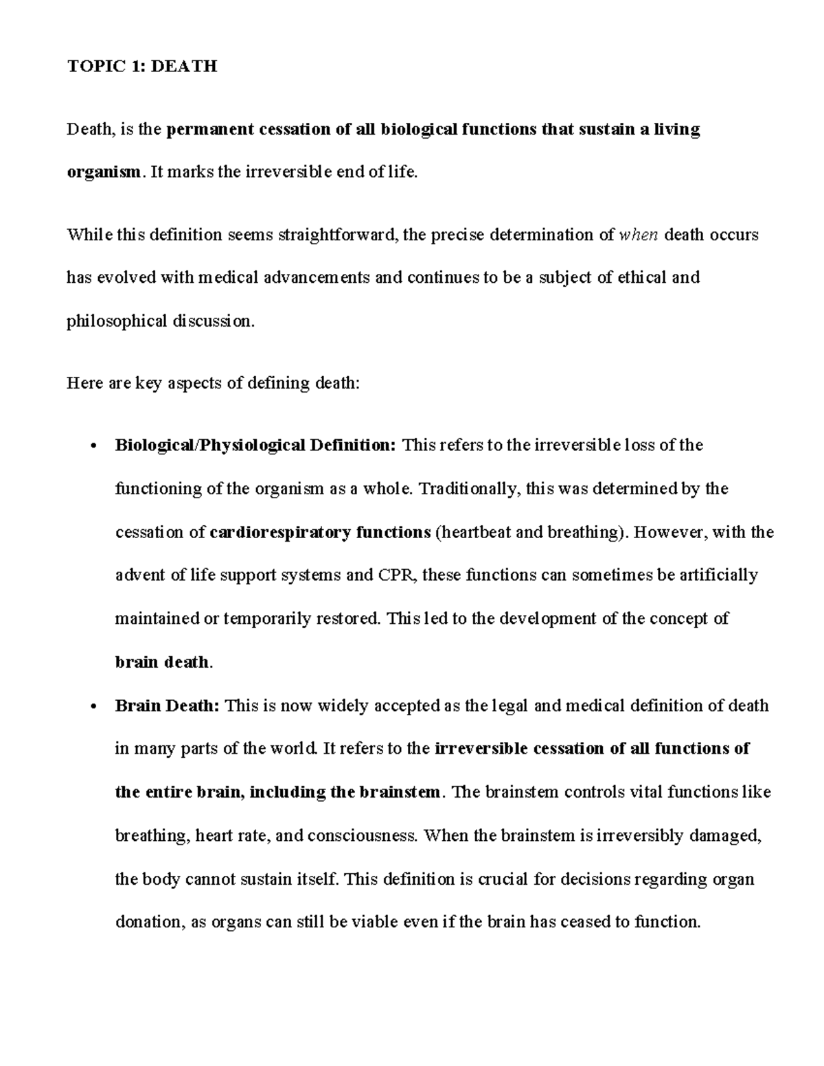 Mortuary Techniques: Understanding Death and Aftercare Procedures - Studocu