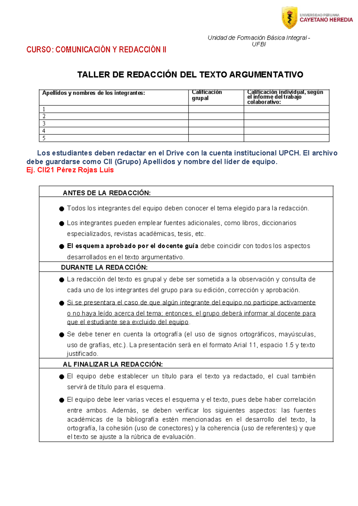Taller de Redacción del Texto Argumentativo - COMUNICACIÓN Y REDACCIÓN II - Studocu