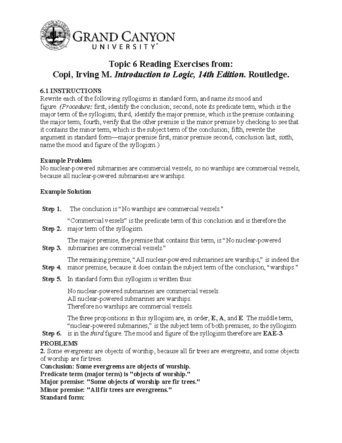 COM-362 T6 Standard Form Syllogism Exercises and Solutions - Studocu