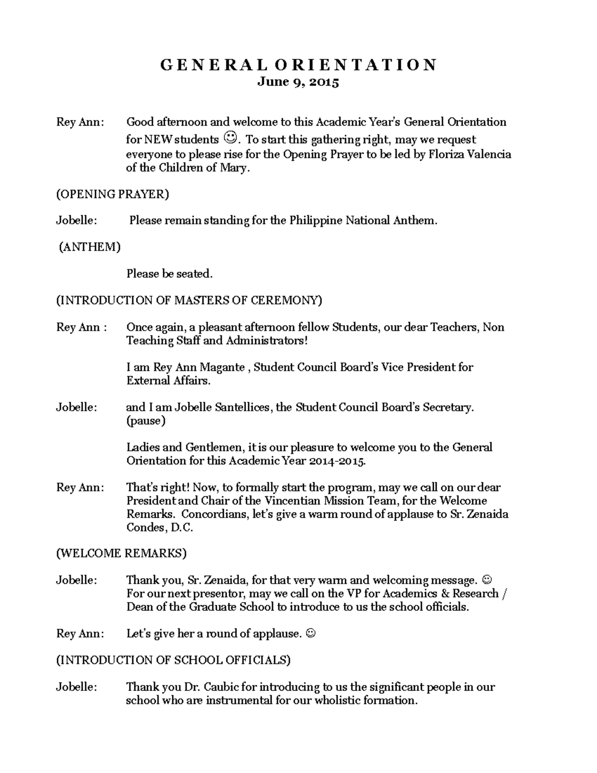 Script for Gen. Orientation - G E N E R A L O R I E N T A T I O N June ...