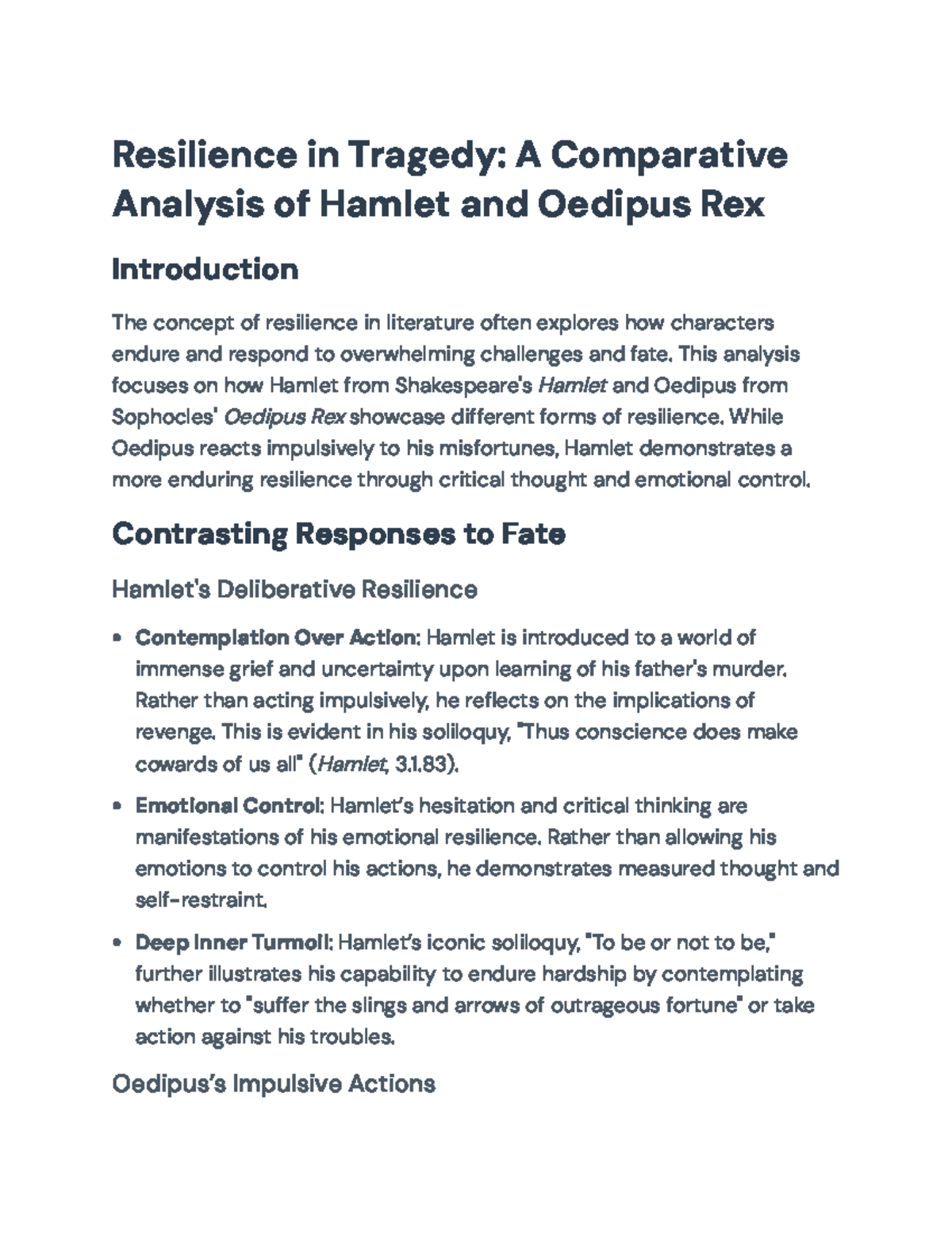 Comparative Study of Resilience in Hamlet and Oedipus Rex: A Deep Dive ...