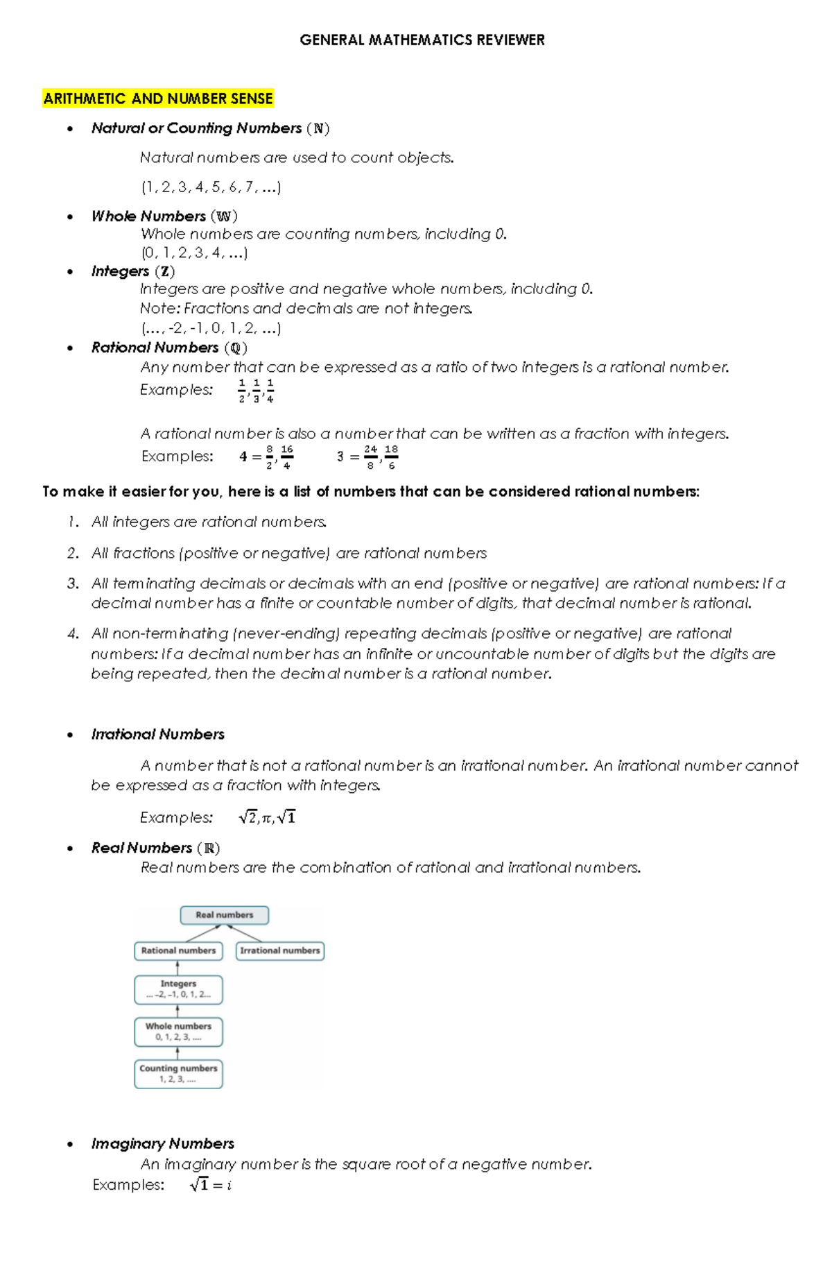 General Mathematics (MATH 101): Comprehensive Study Guide - Studocu