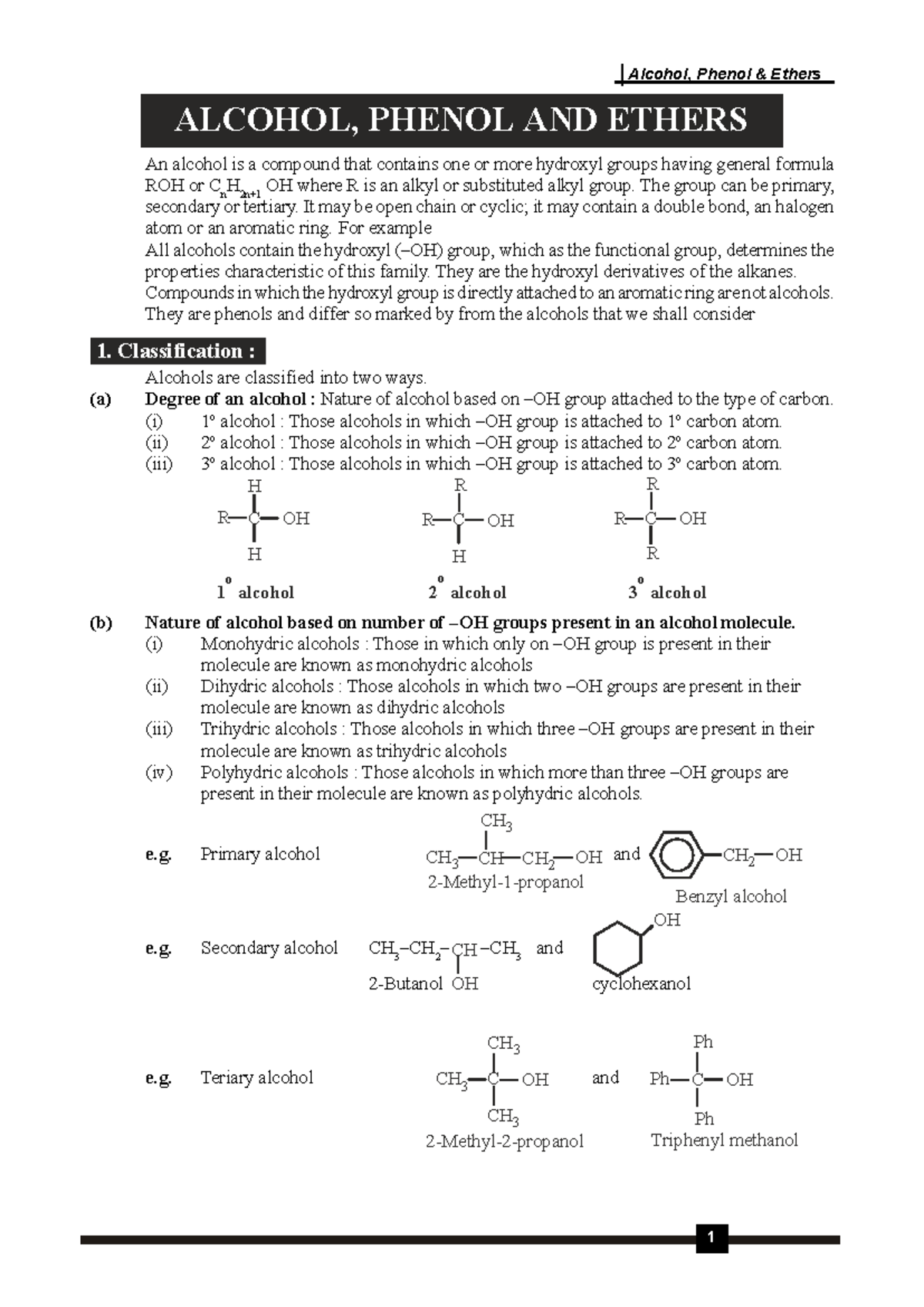 ANCE Alcohol, Phenol, and Ethers Overview - Studocu