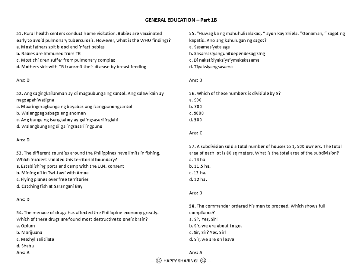 General Ed Study Guide – Part 1B for Exam Preparation - Studocu